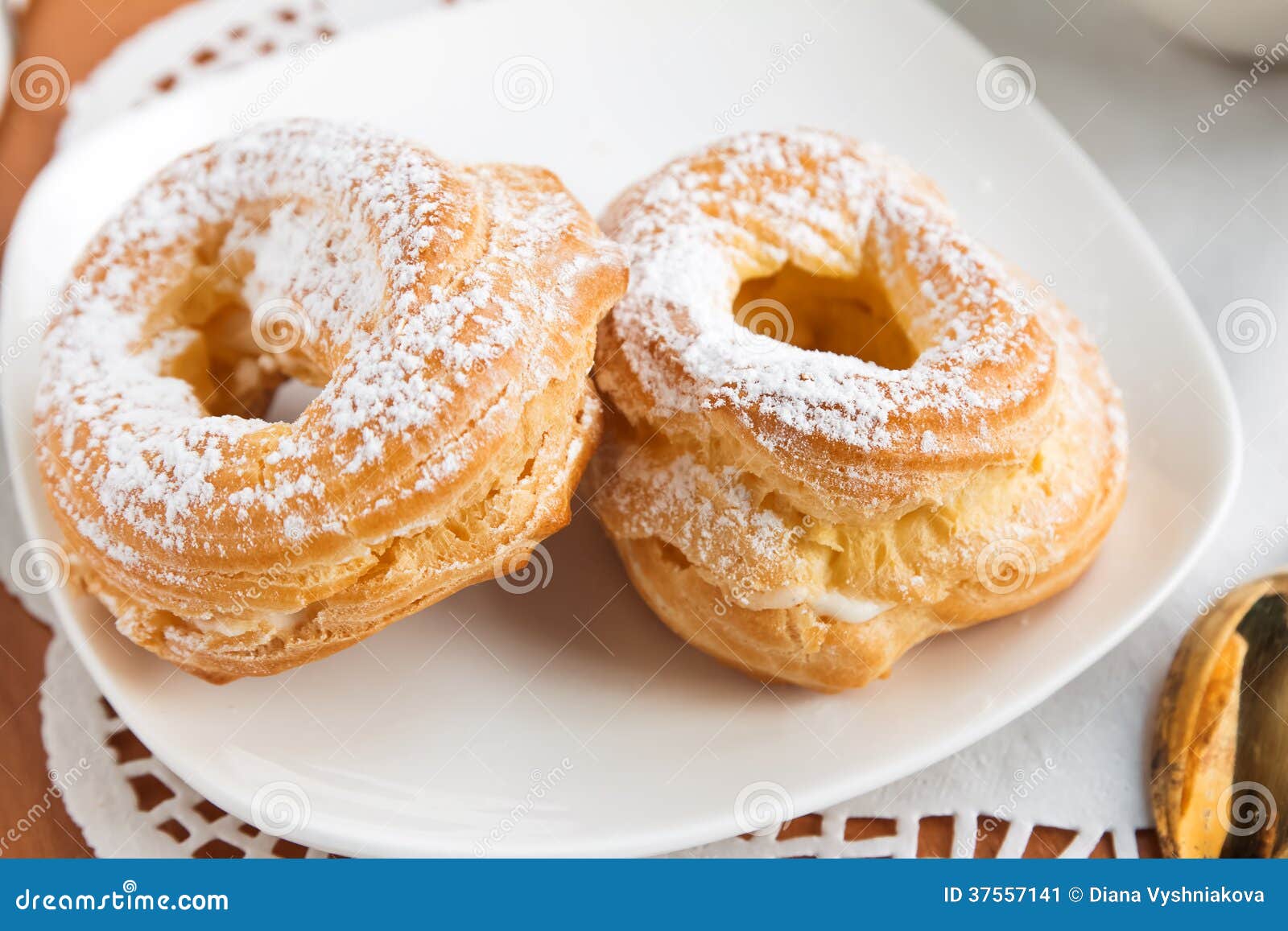 Two cream puffs stock image. Image of creamy, choux, fancy - 37557141