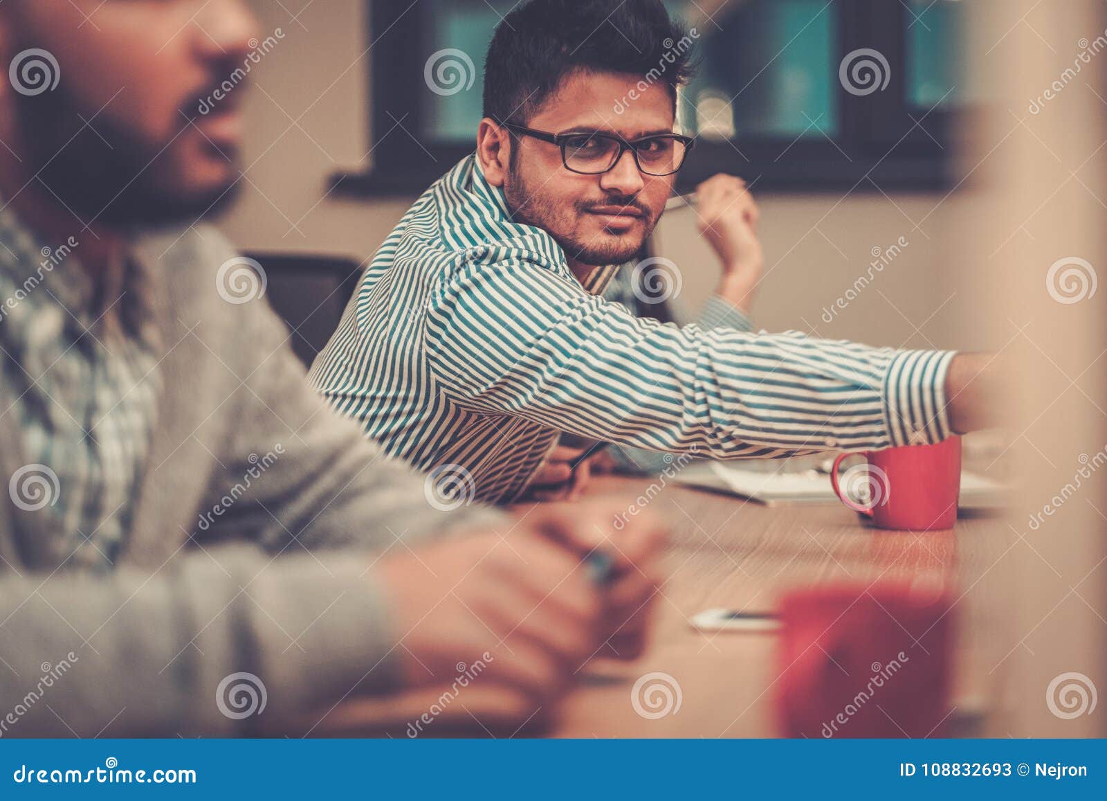 Two Creative Guys Discussing Project Stock Image - Image of discussing ...