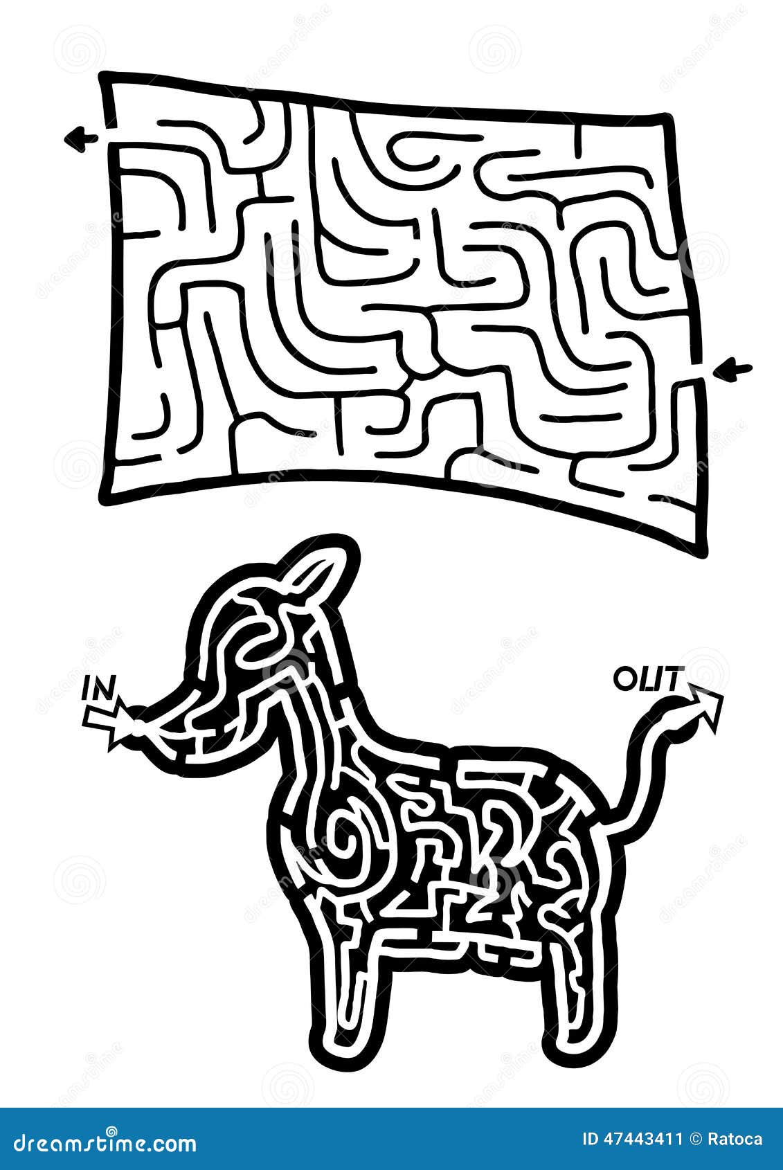 Two creative mazes stock vector. Illustration of game - 47443411