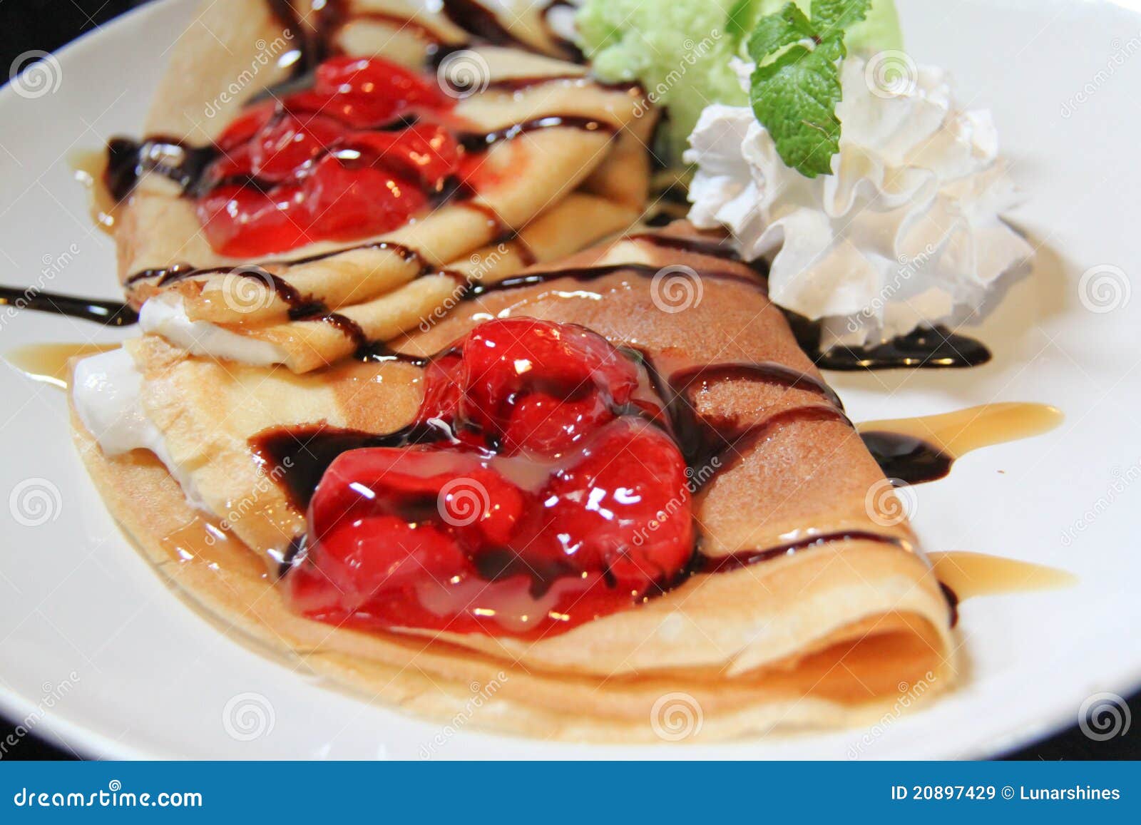 Two Crepes with Strawberries and Ice Cream Stock Image - Image of sweet ...
