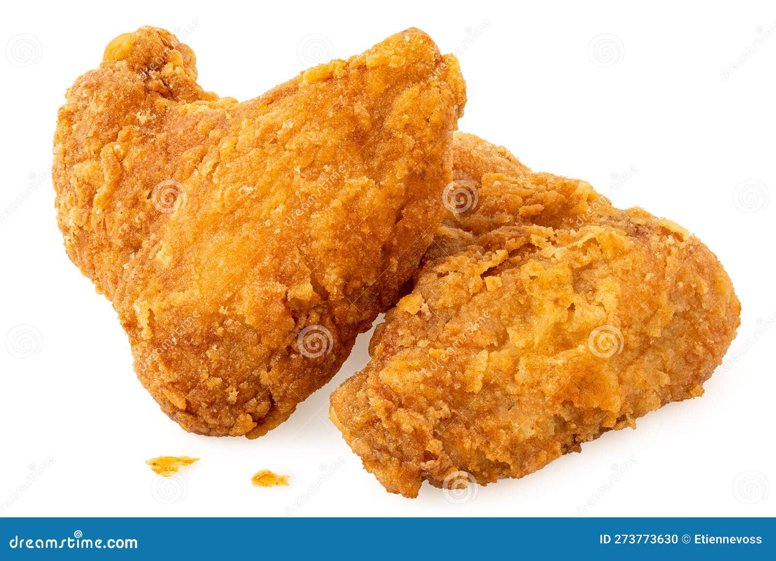 Two Crispy Fried Chicken Wings Isolated on White Stock Photo - Image of ...