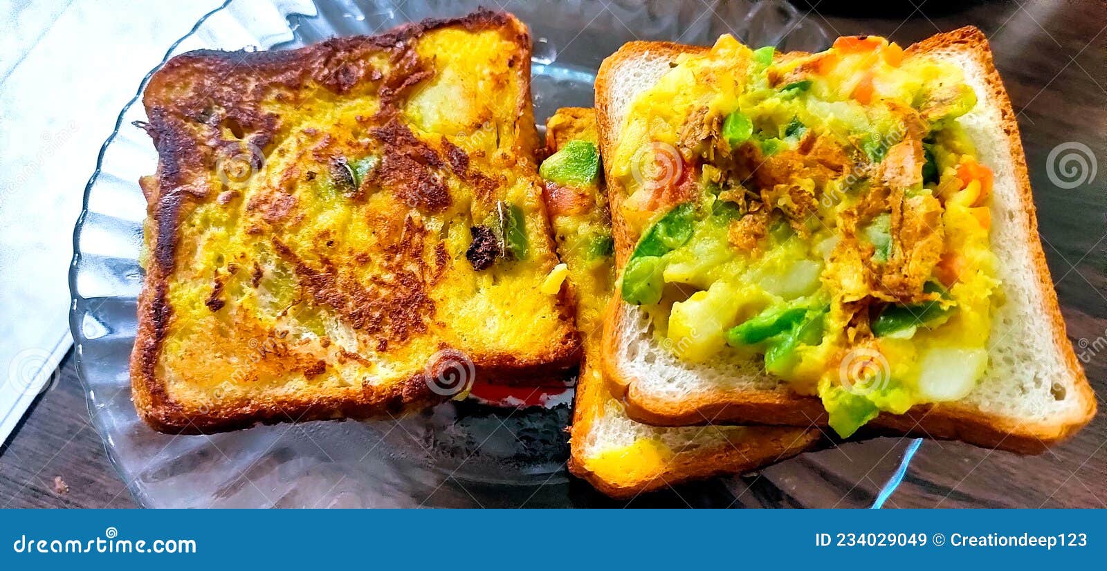 Two Crispy Rectangular Veg Bread Toast Stock Image - Image of brown ...