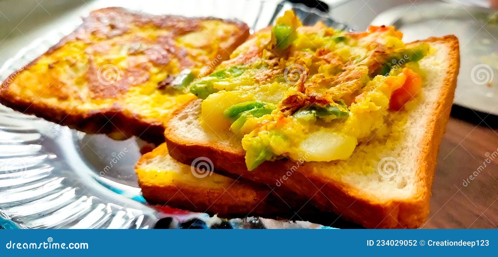Two Crispy Rectangular Veg Bread Toast Stock Photo - Image of design ...