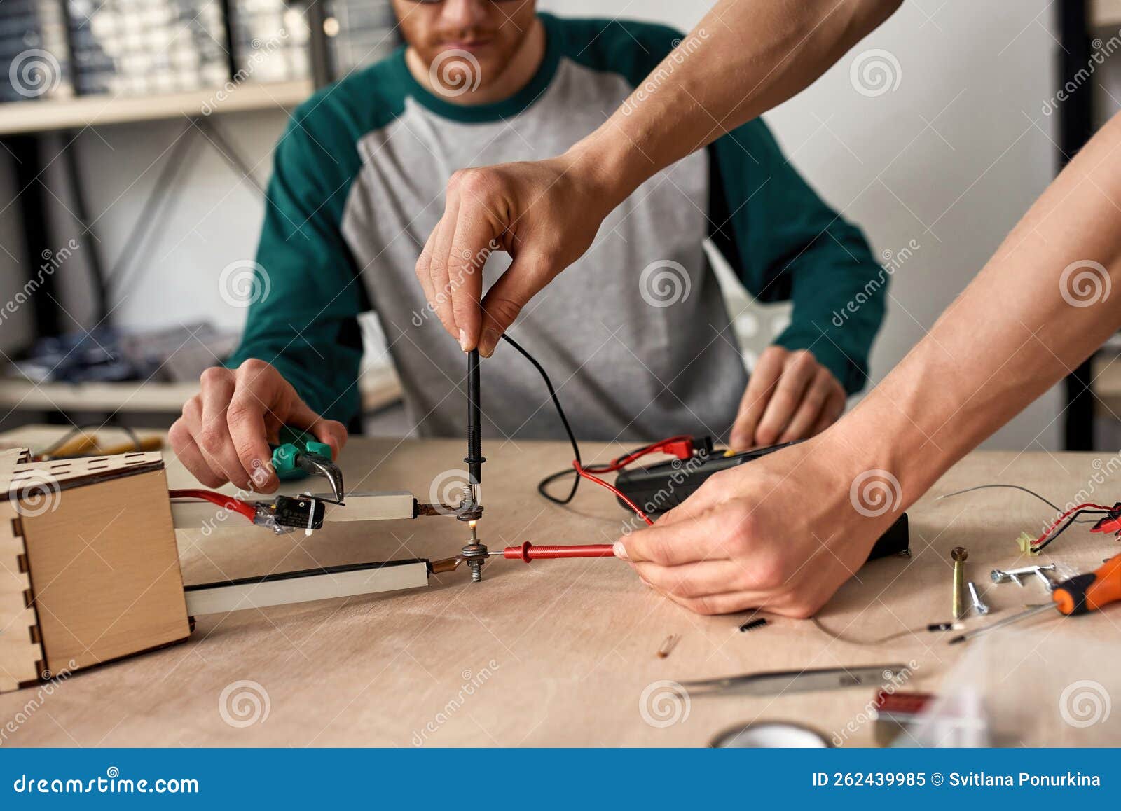 Two Cropped Technicians or Engineers Do Experiment Stock Image - Image ...