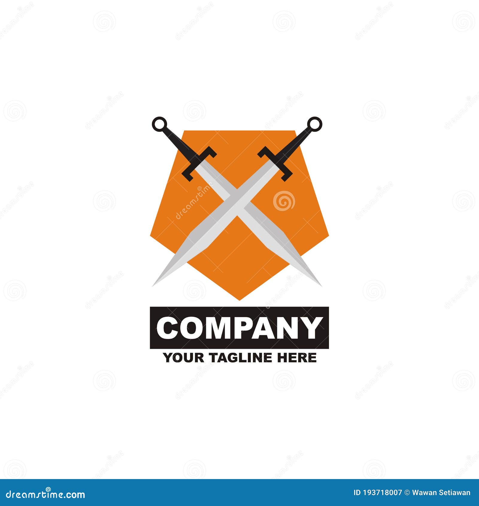 Two Cross Sword Behind the Shield Design Logo - Vector - Illustration ...