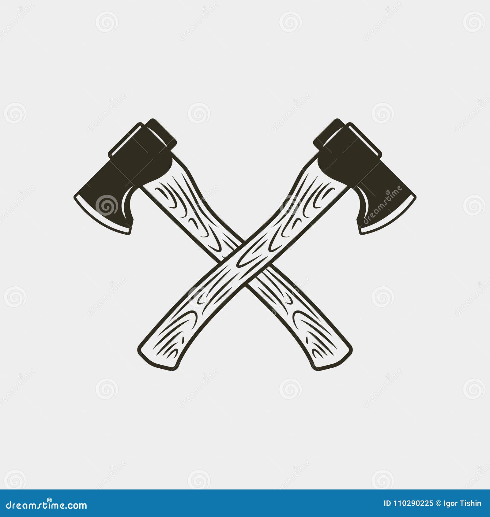 Two Crossed Axes Isolated on White Background. Vector Illustration ...