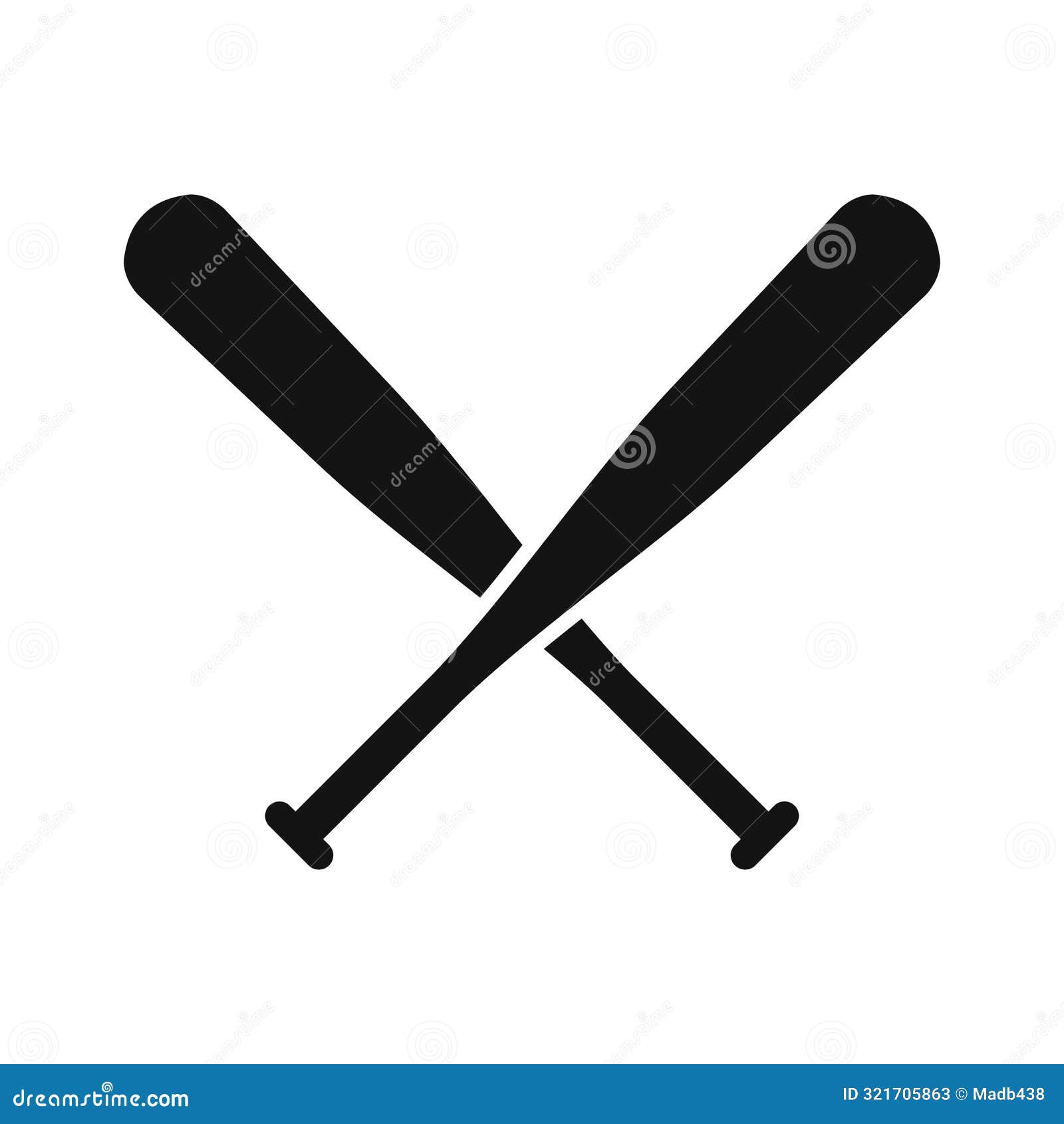 Two Crossed Baseball Bats Icon in Flat Style. Stock Illustration ...