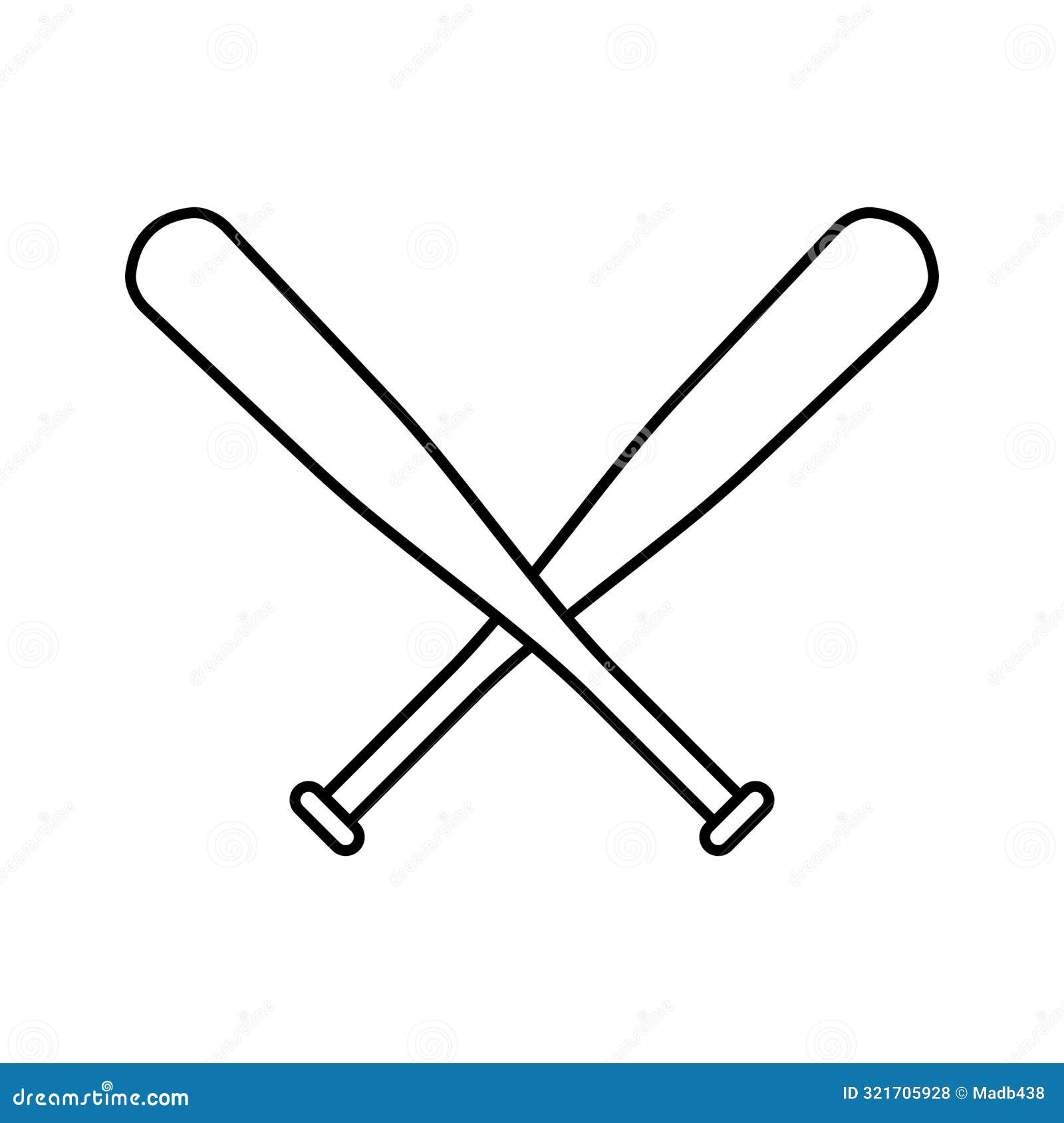 Two Crossed Baseball Bats Icon in Linear Style. Stock Illustration ...