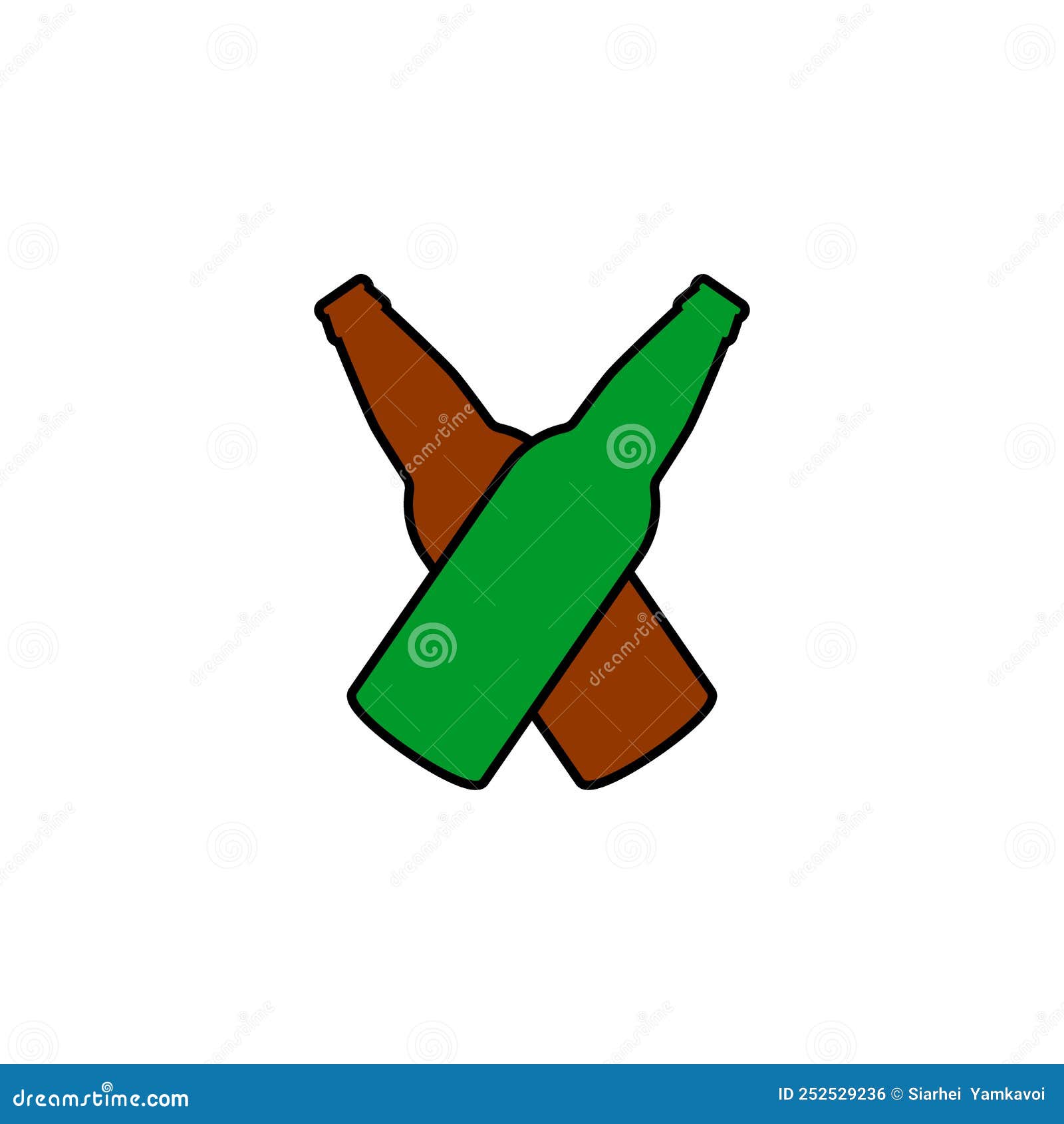 Crossed Beer Bottles Vector Illustration | CartoonDealer.com #107148062