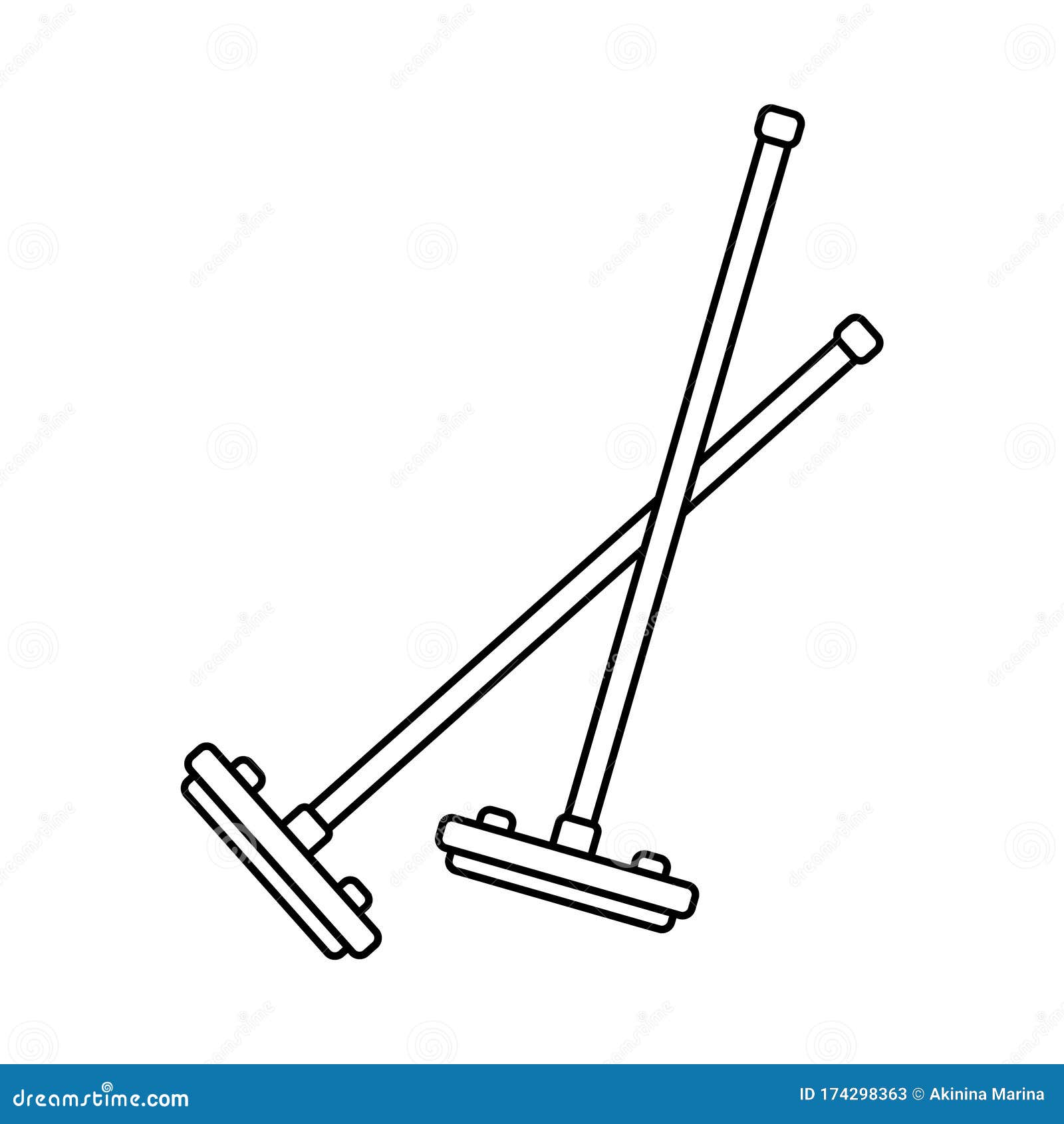 Two Crossed Brushes Icon. Linear Logo of Long Stick with Rectangular ...