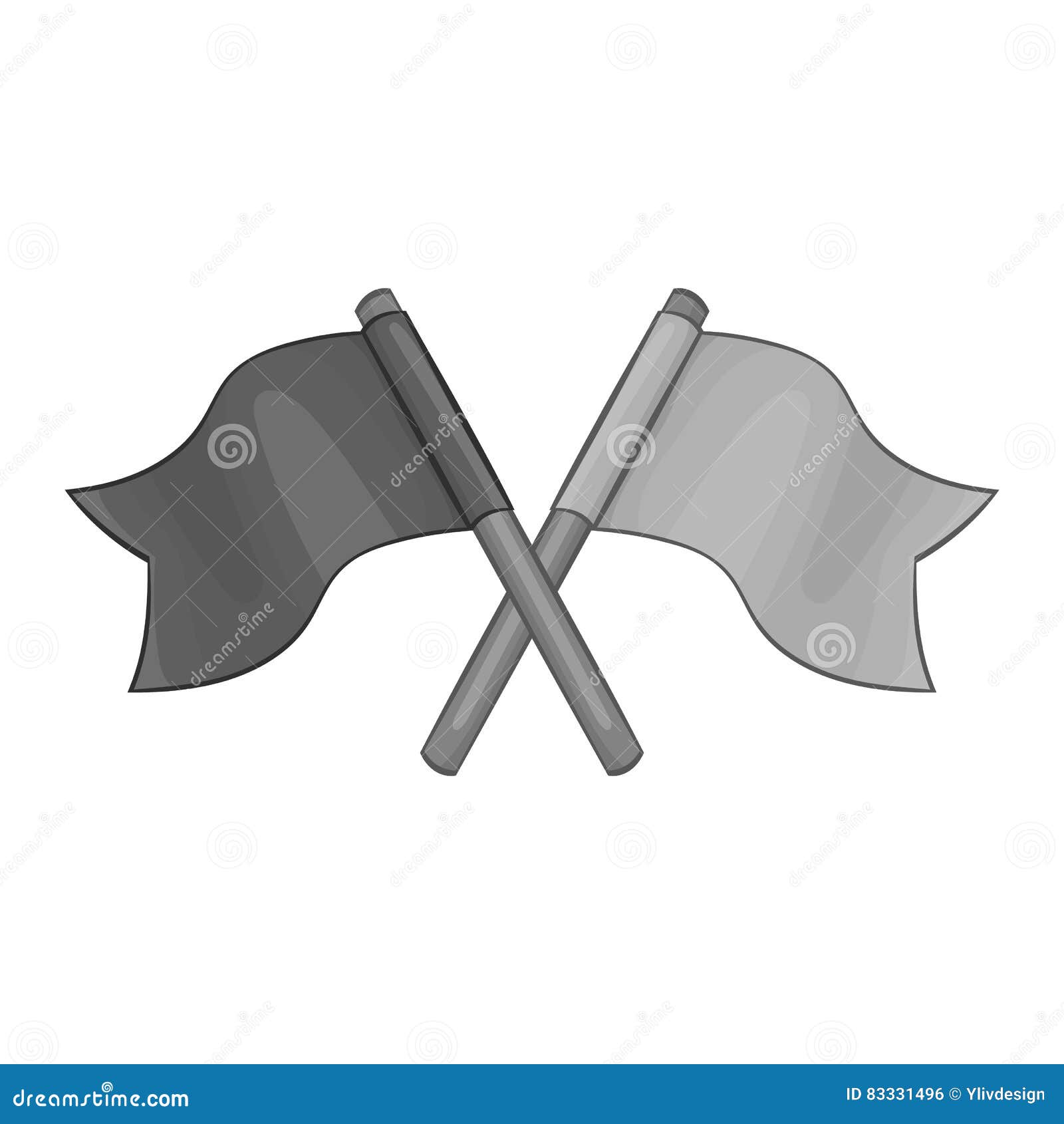 Two Crossed Flags Icon, Black Monochrome Style Stock Vector ...