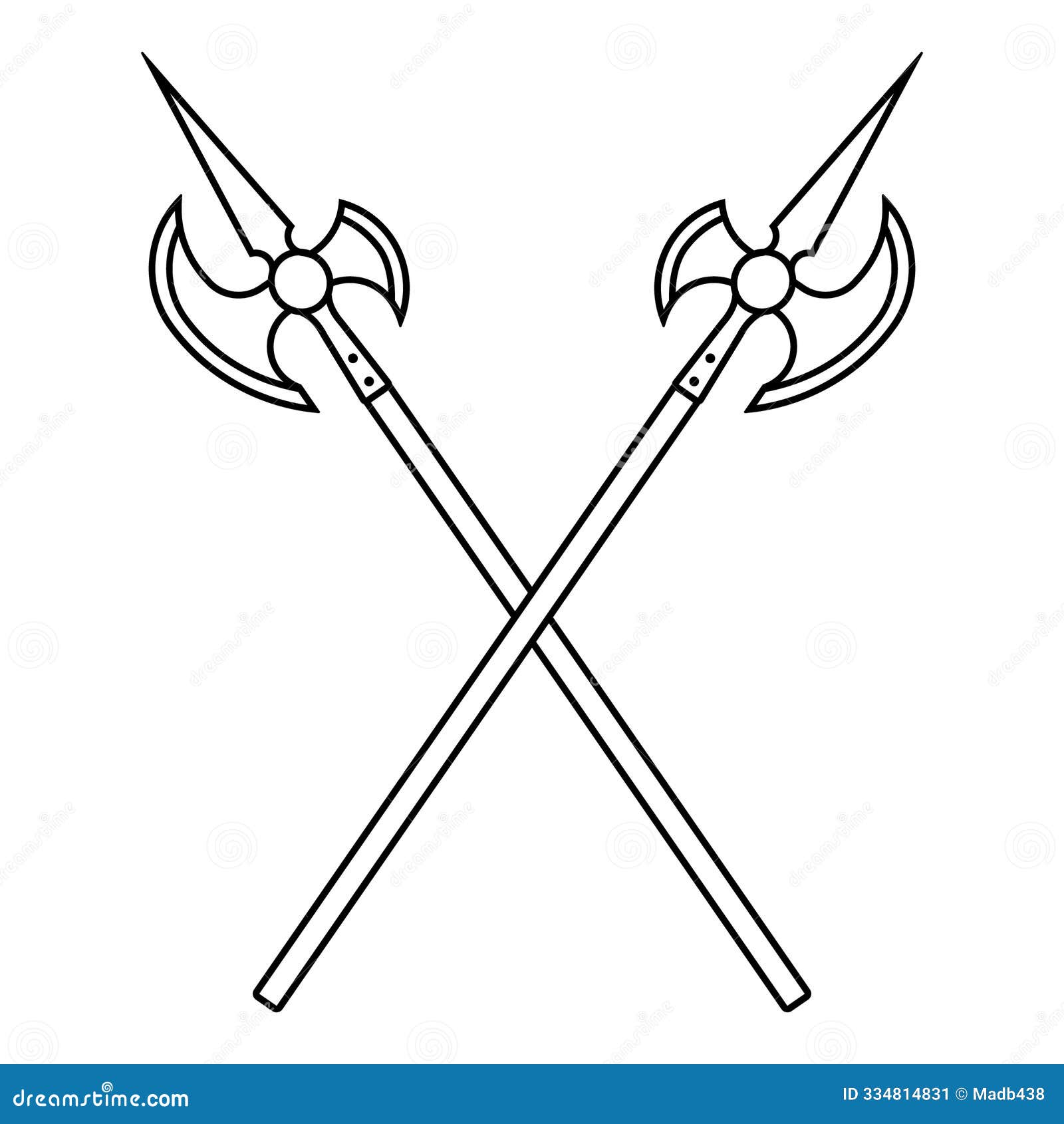 Two Crossed Halberds. Vector Illustration Decorative Design ...