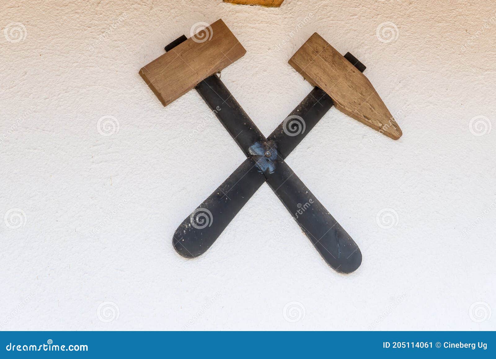 Two crossed hammers stock image. Image of iron, power - 205114061
