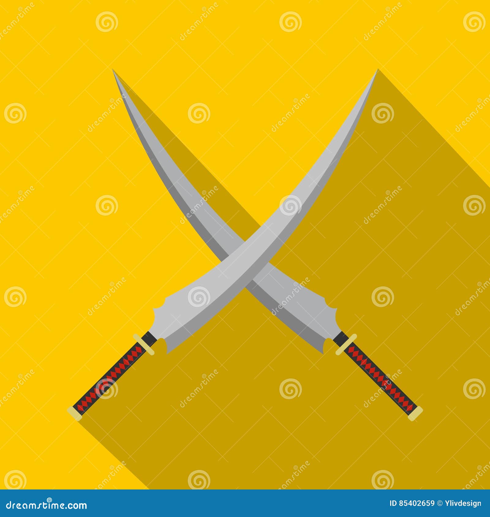 Two Crossed Japanese Samurai Swords Icon Stock Vector - Illustration of ...