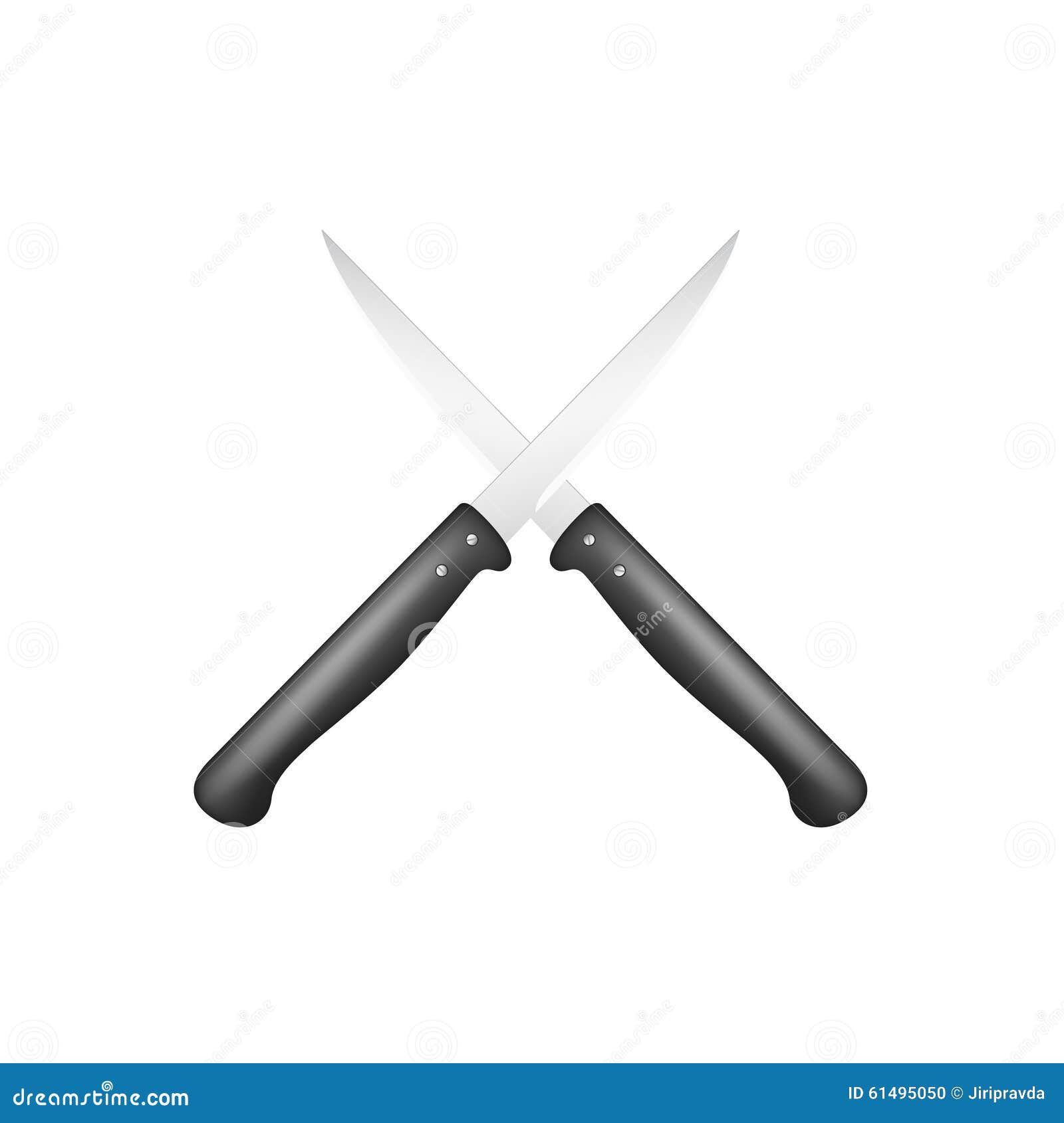 Crossed Kitchen Knives On White Background. Design Element For Poster ...