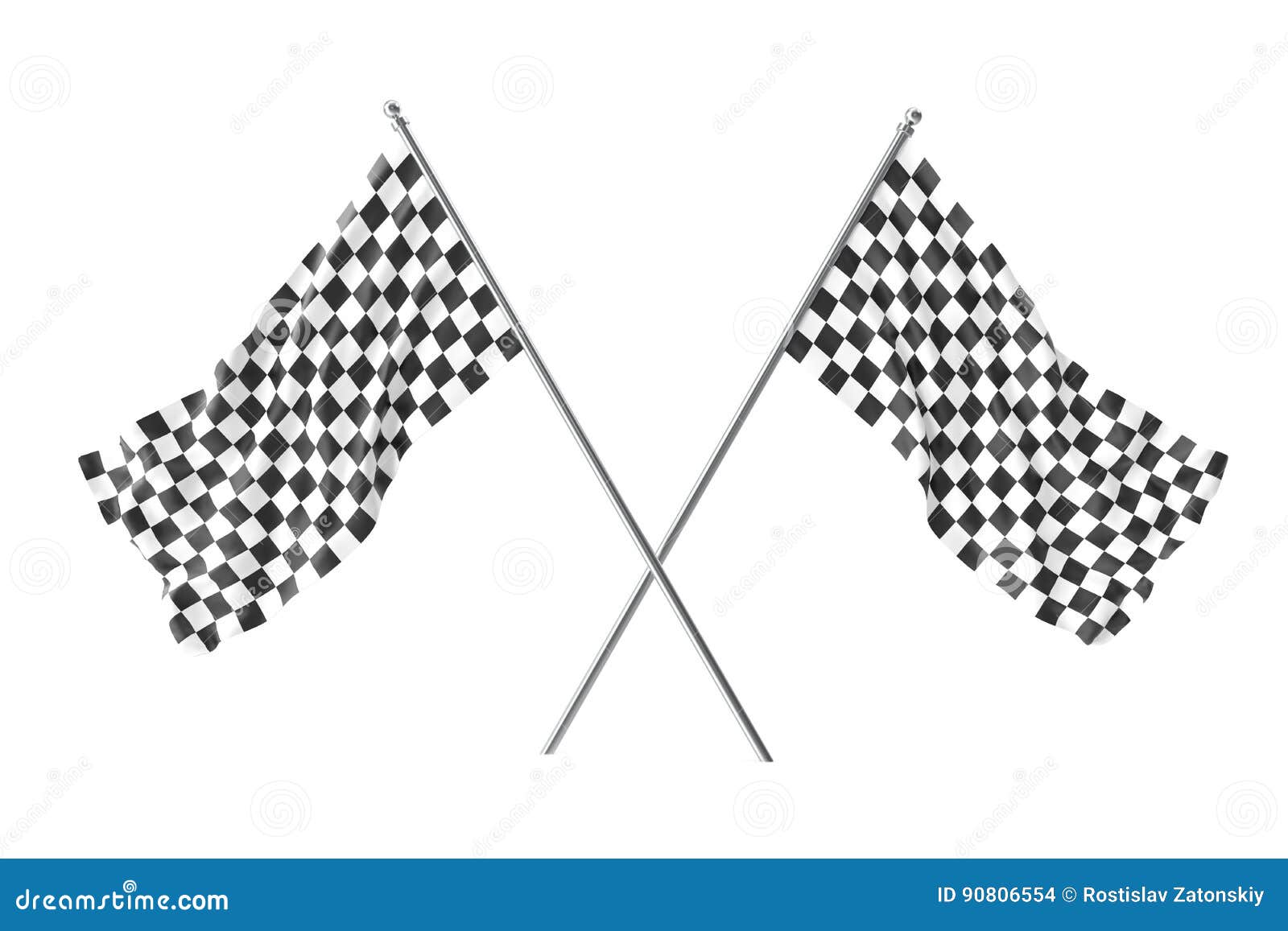 Two Crossed Race Checkered Flags, Finishing Checkered Flag, 3d ...