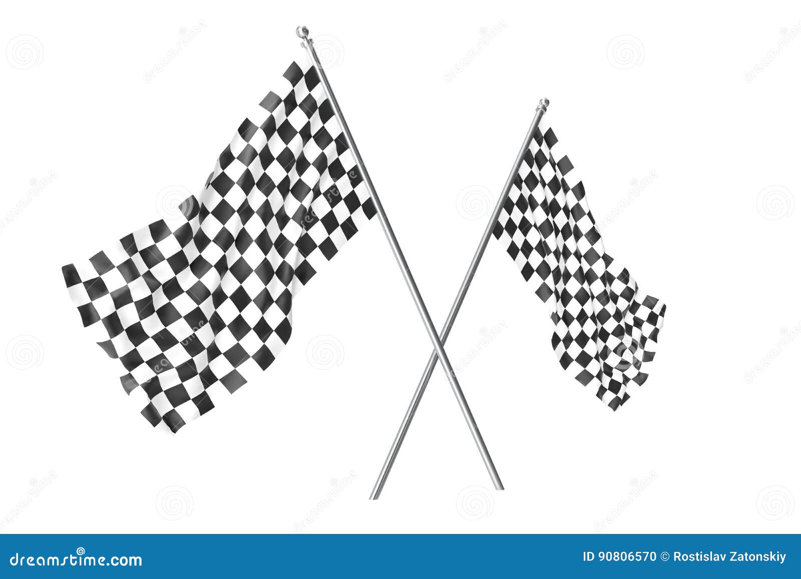 Two Crossed Race Checkered Flags, Finishing Checkered Flag, 3d ...