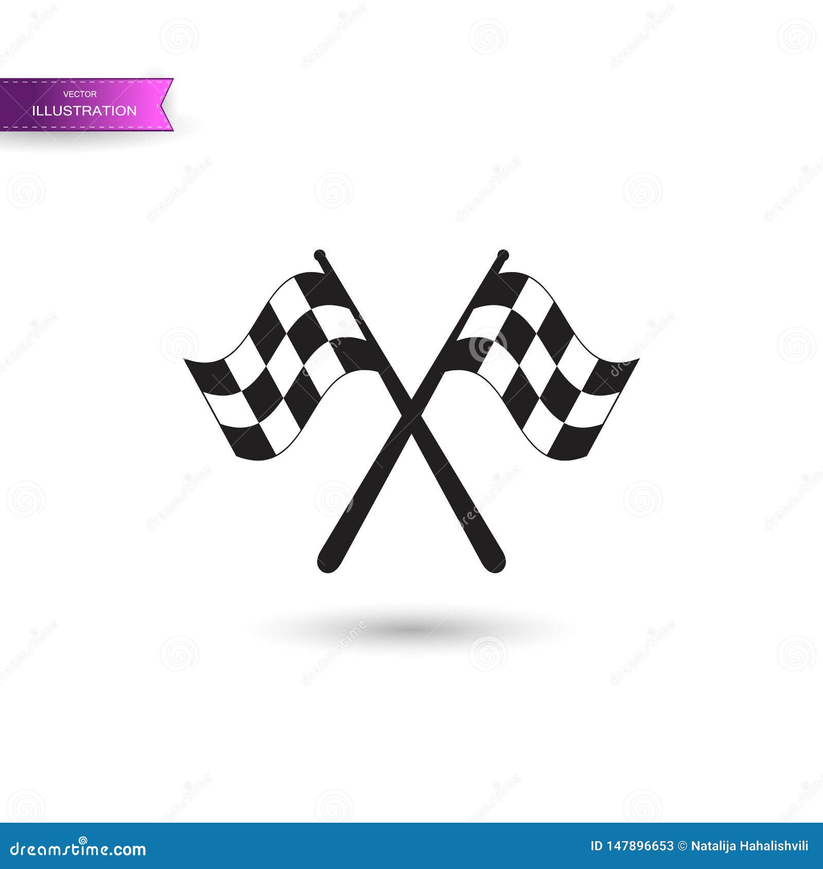 Two Crossed Racing Flags Isolated Icon Stock Vector - Illustration of ...