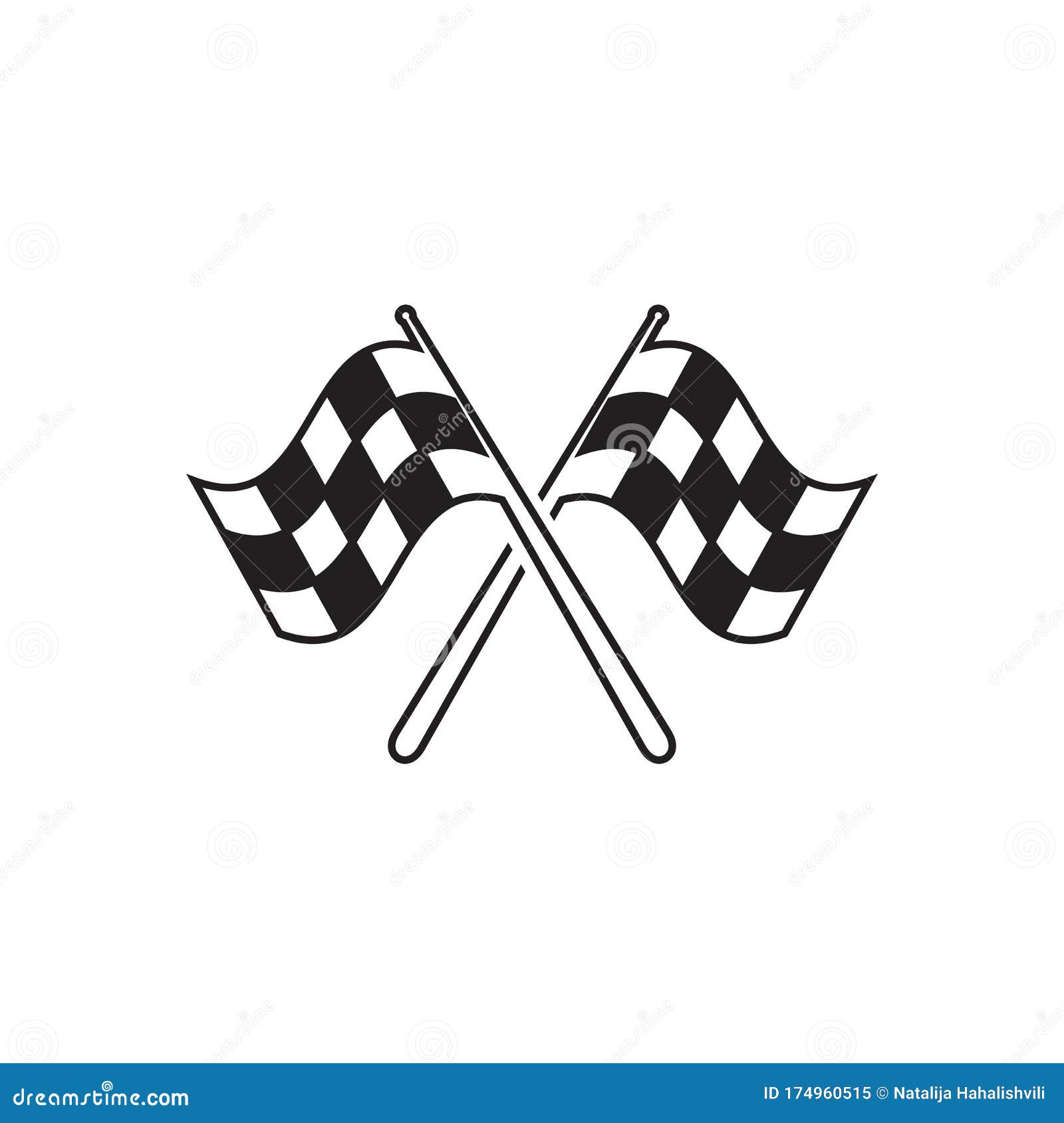 Two Crossed Racing Flags Isolated Vector Line Icon Stock Vector ...