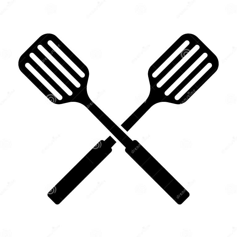 Two Crossed Spatulas for a Grill Icon. Vector. Stock Vector ...