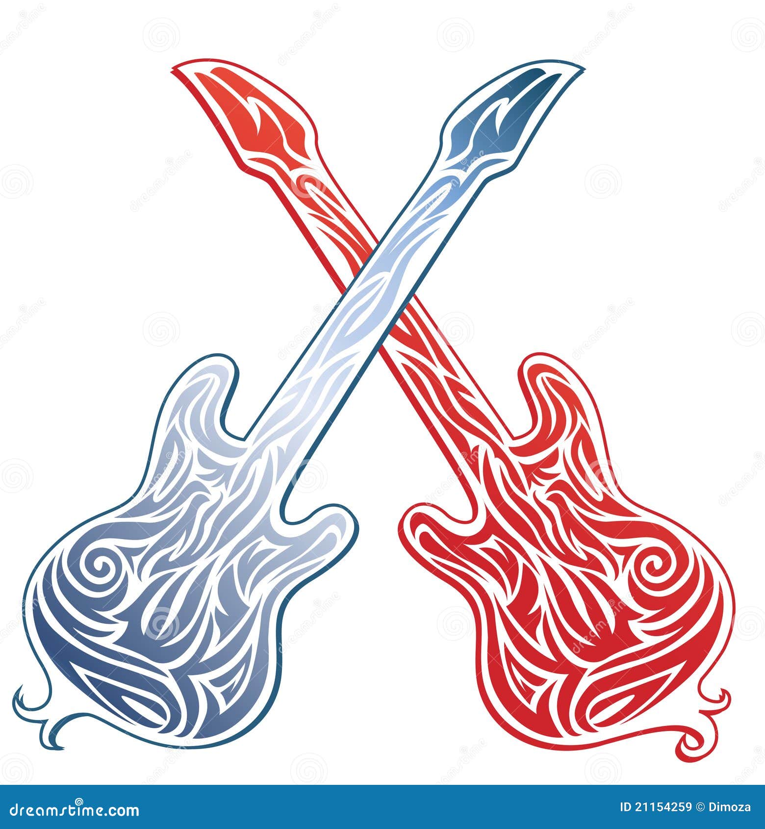 Two Crossed Stylized Guitars Cartoon Vector | CartoonDealer.com #21154259