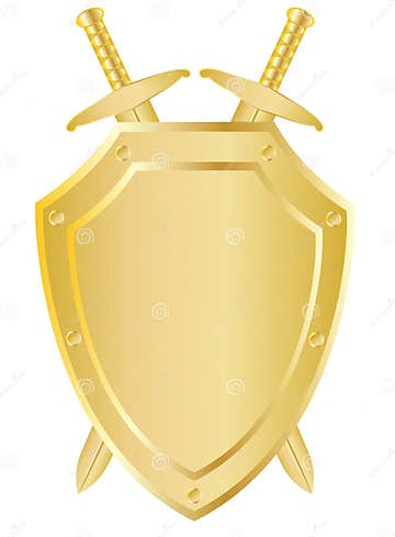 Two Crossed Swords Behind the Shield Stock Vector - Illustration of ...
