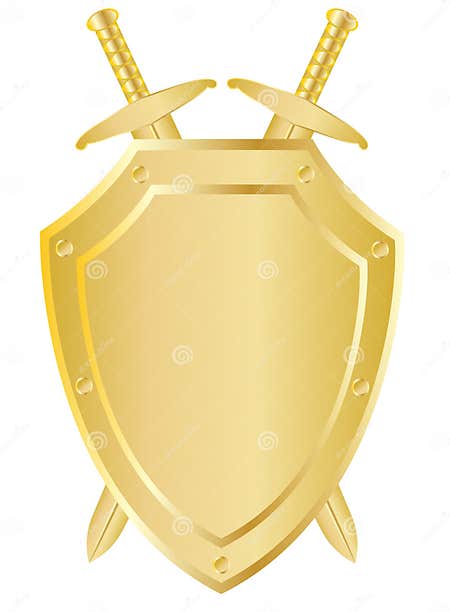 Two Crossed Swords Behind the Shield Stock Vector - Illustration of ...
