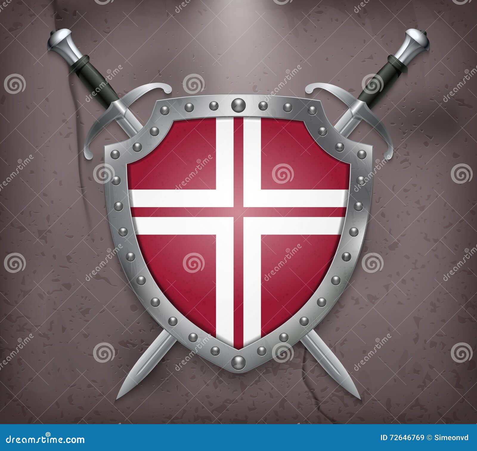 Two Crossed Swords that are Behind the Shield Stock Vector ...