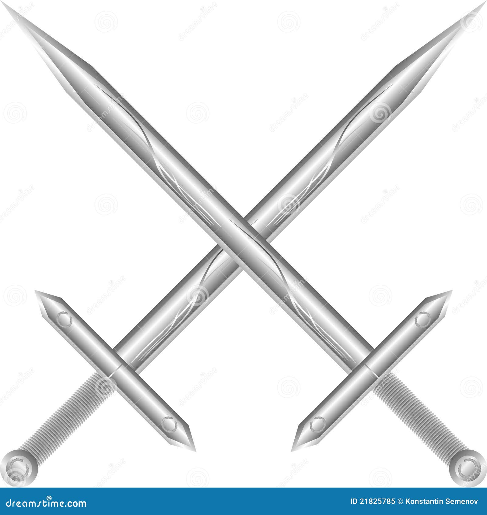 Two Crossed Swords on White Stock Illustration - Illustration of hilt ...
