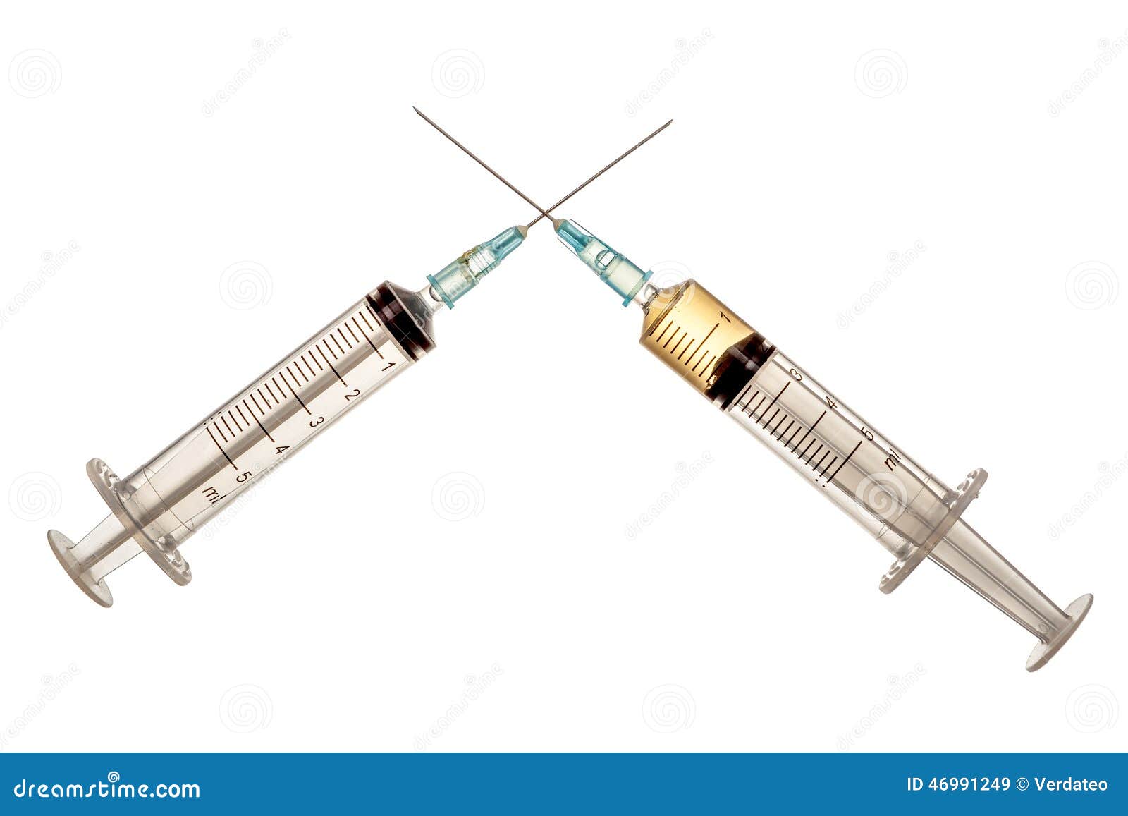 Two Crossed Syringes on Isolated White Stock Image - Image of needles ...