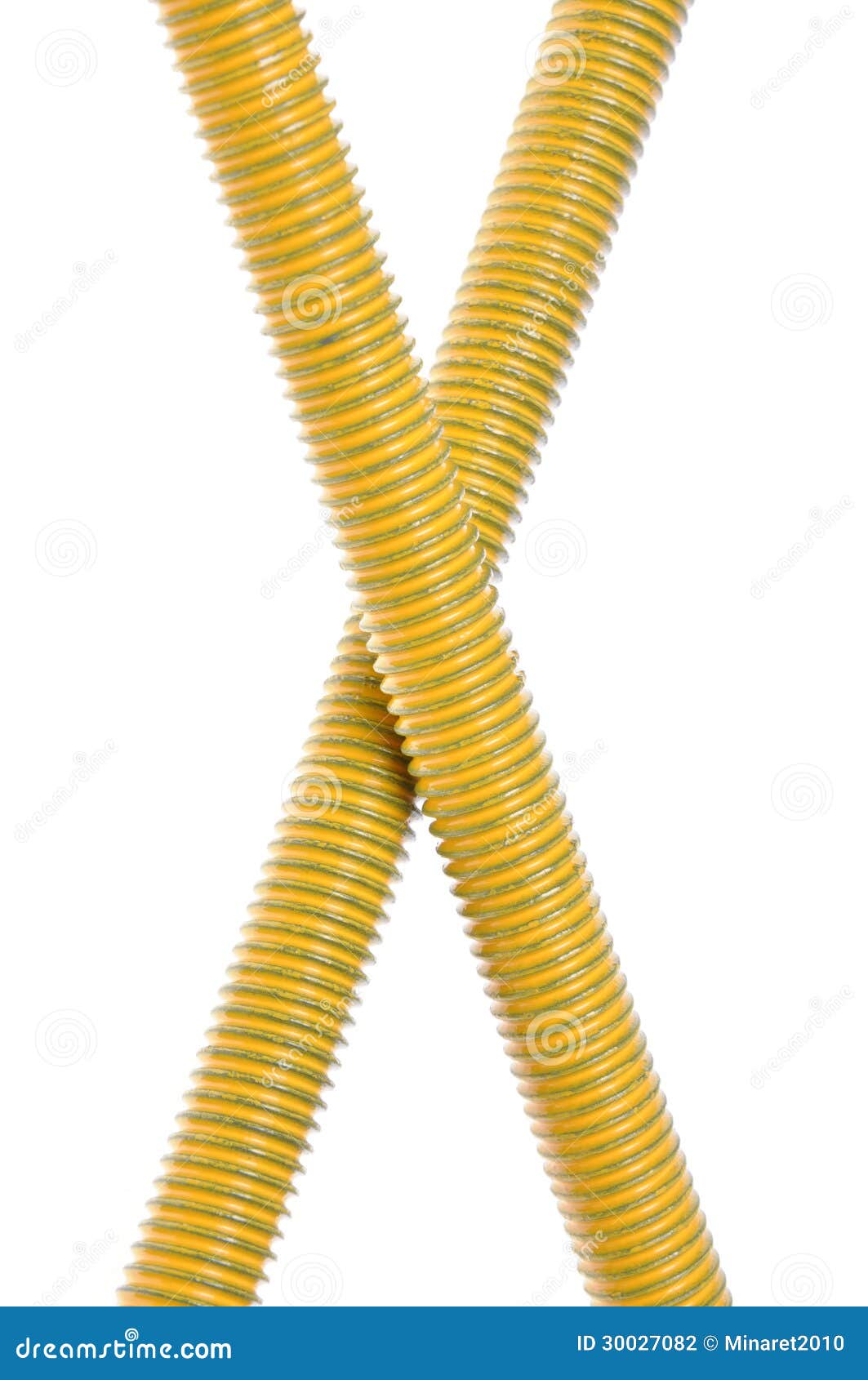 Two Crossed Yellow Threaded Rod Stock Photo - Image of build, equipment ...
