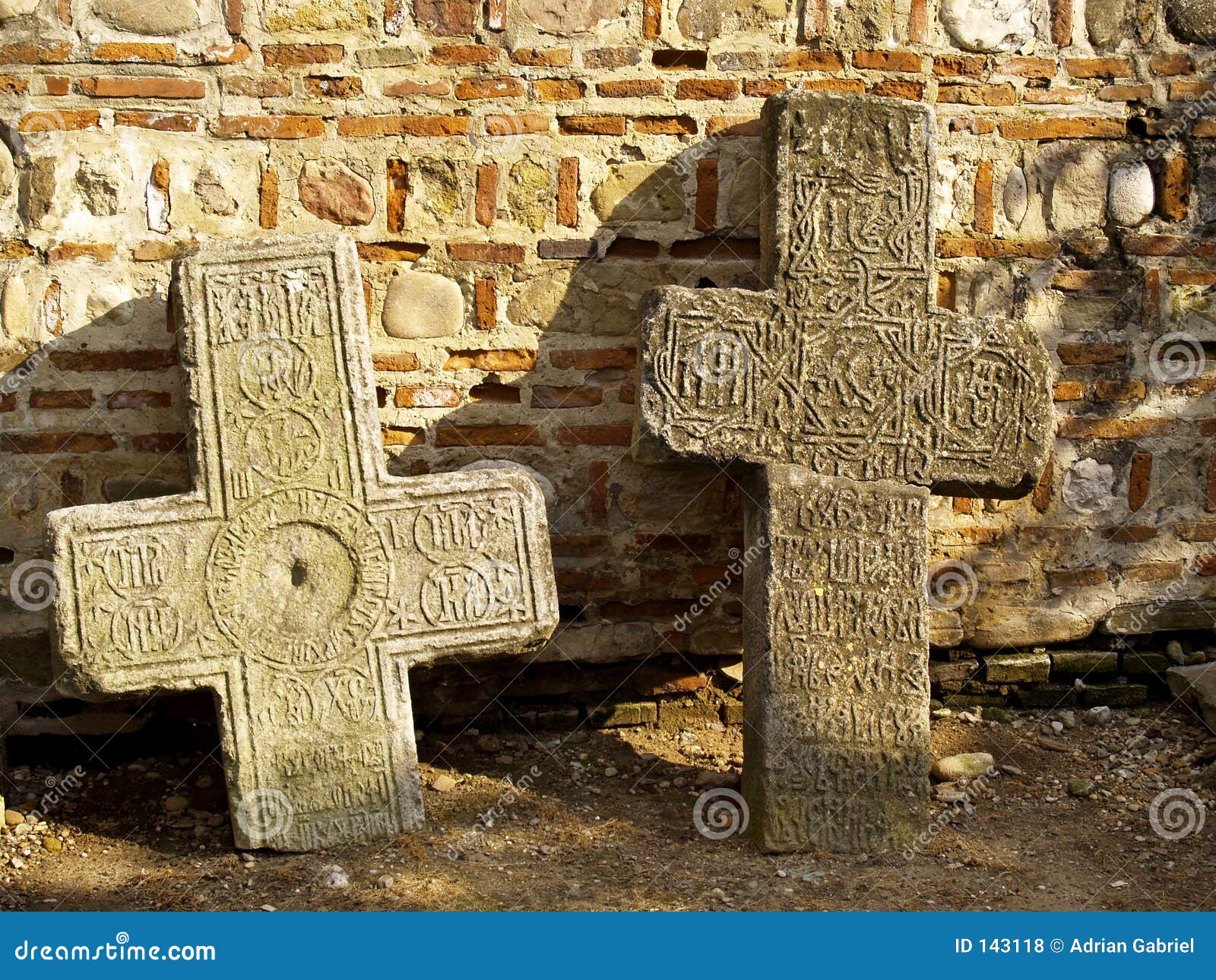 Two Crosses stock photo. Image of wall, religious, cross - 143118