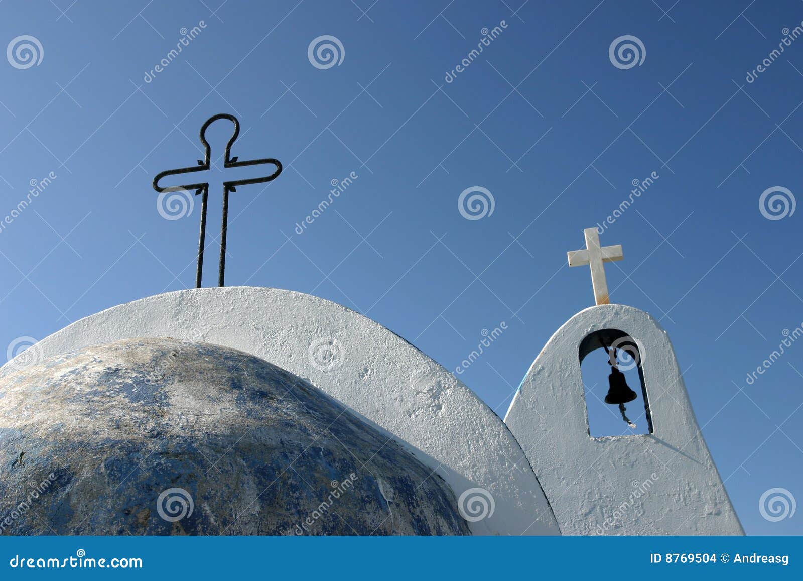 Two crosses stock photo. Image of dome, cycladic, belfry - 8769504