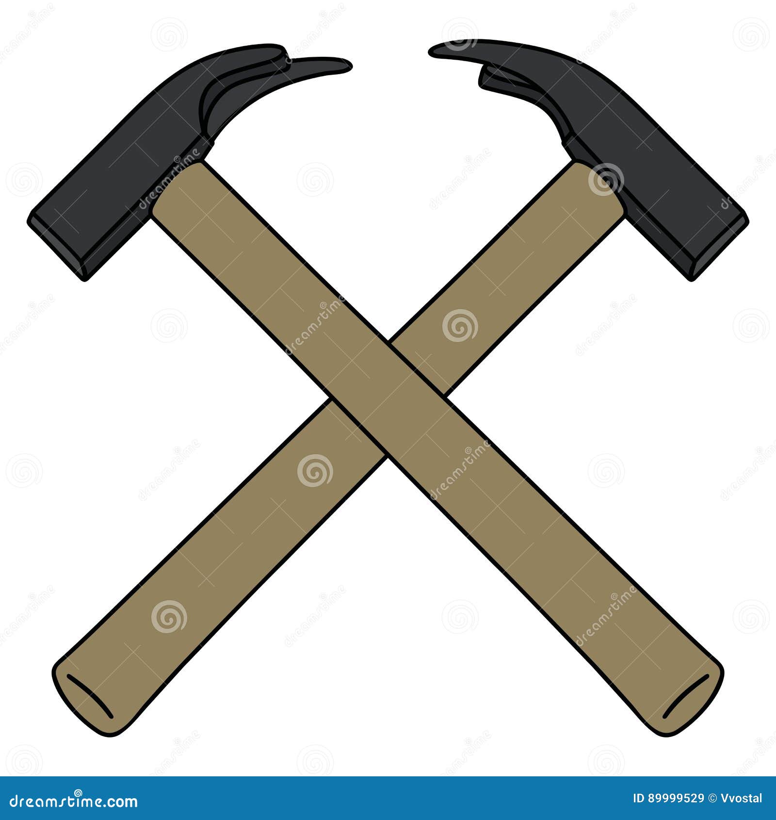 Two crossing hammers stock vector. Illustration of hammers - 89999529