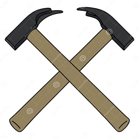 Two crossing hammers stock vector. Illustration of hammers - 89999529