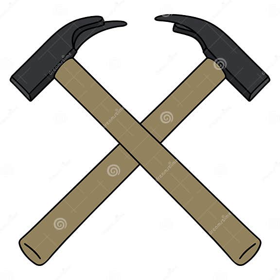 Two crossing hammers stock vector. Illustration of hammers - 89999529