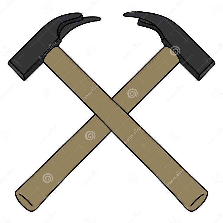 Two crossing hammers stock vector. Illustration of hammers - 89999529