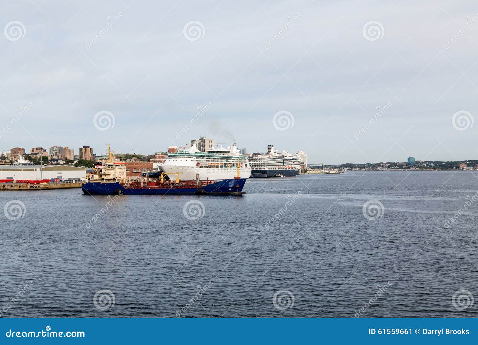 Two Cruise Ships and Freighter in Halifax Stock Image - Image of ocean ...