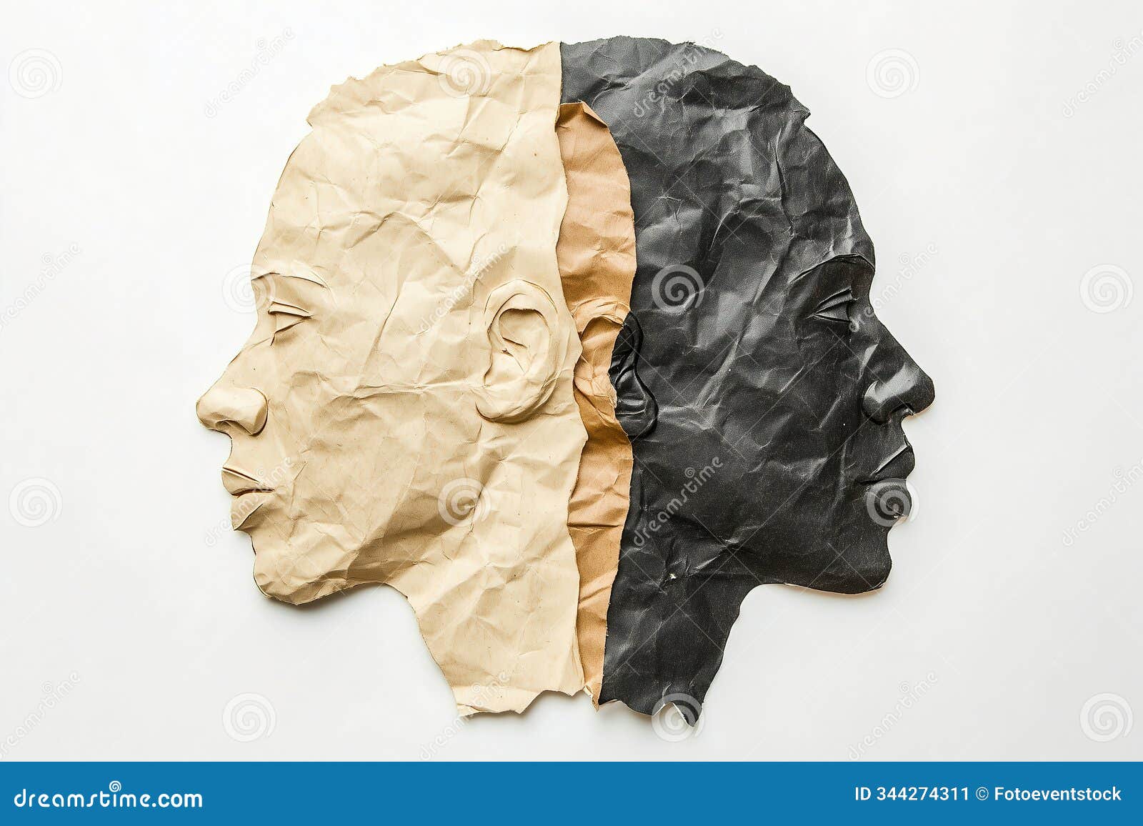 Artistic Representation of Dual Faces Made from Crumpled Paper ...