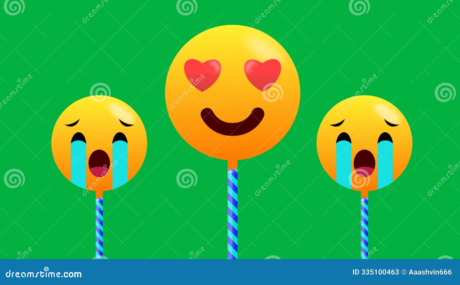 Two Crying and on Heart Eye Emoji Expression Stick Stock Illustration ...