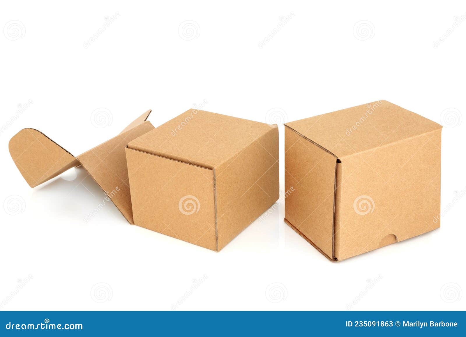 Two Cube Shaped Cardboard Boxes Stock Image - Image of element, brown ...