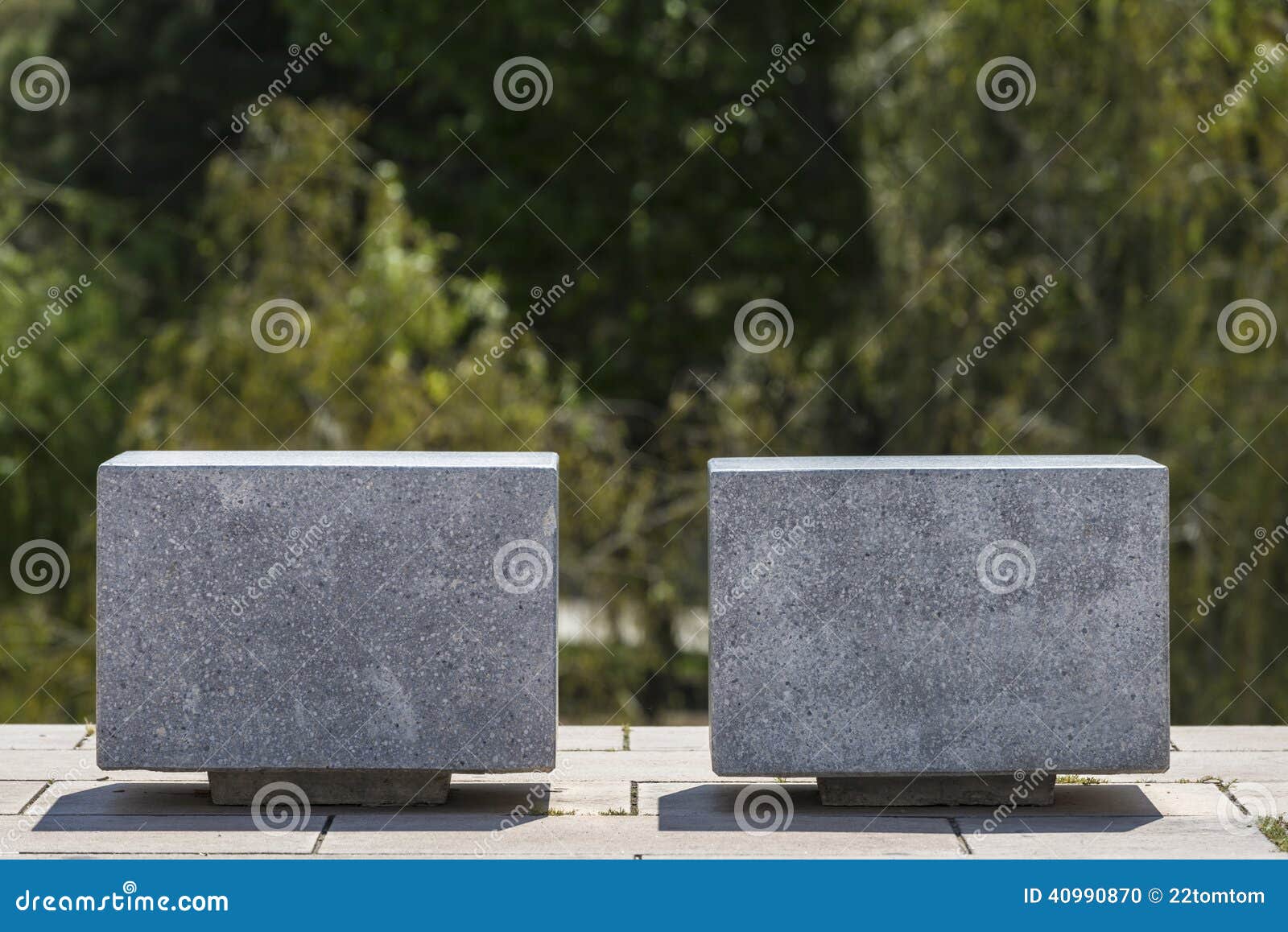Two Cube-shaped Stone Seats Stock Photo - Image of order, architecture ...