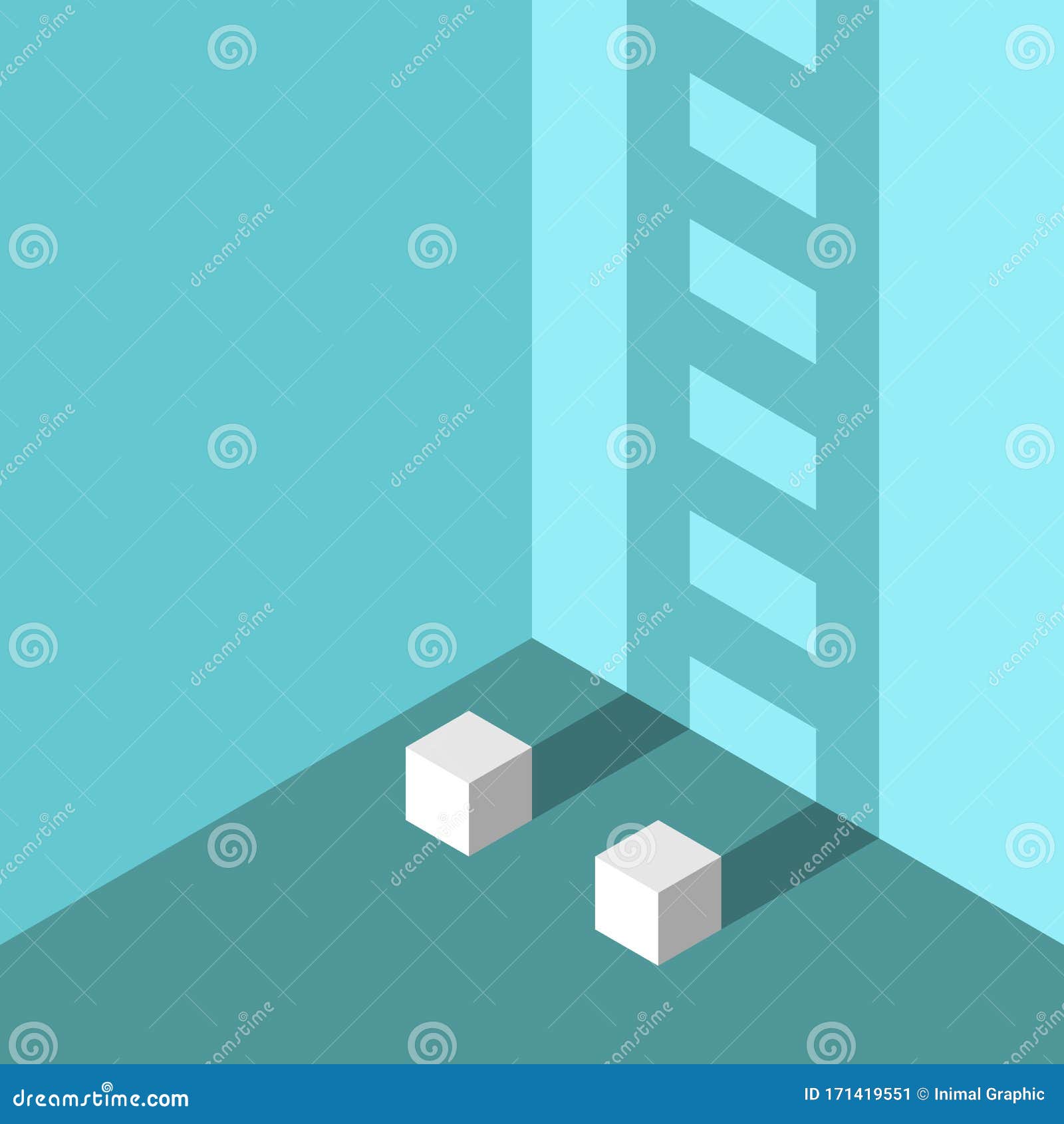 Two cubes, ladder shadow stock vector. Illustration of high - 171419551