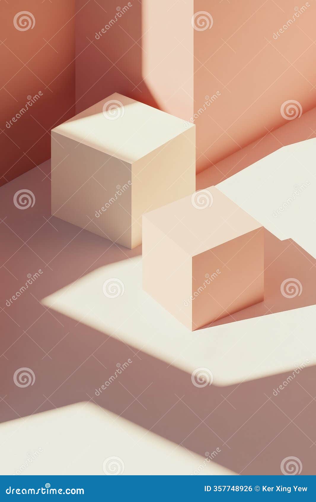 Two Cubes are in a Room with a White Wall Stock Illustration ...