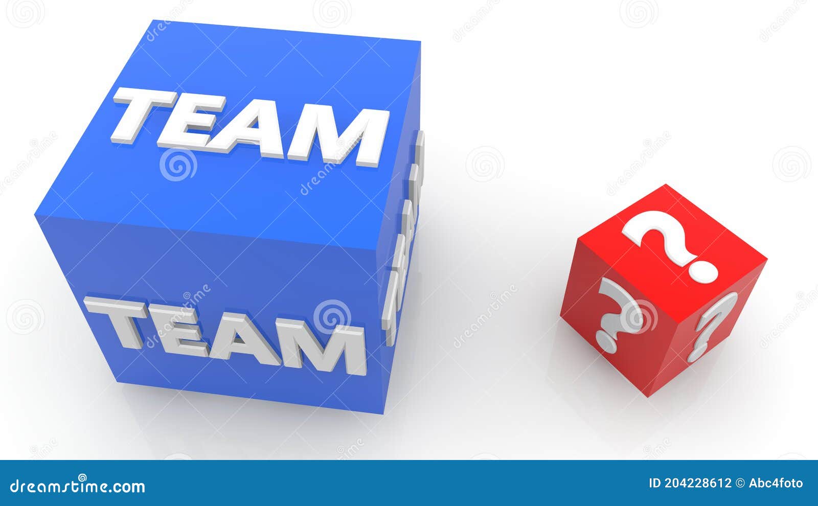 Two Cubes with Team and Question Mark Concept Stock Illustration ...