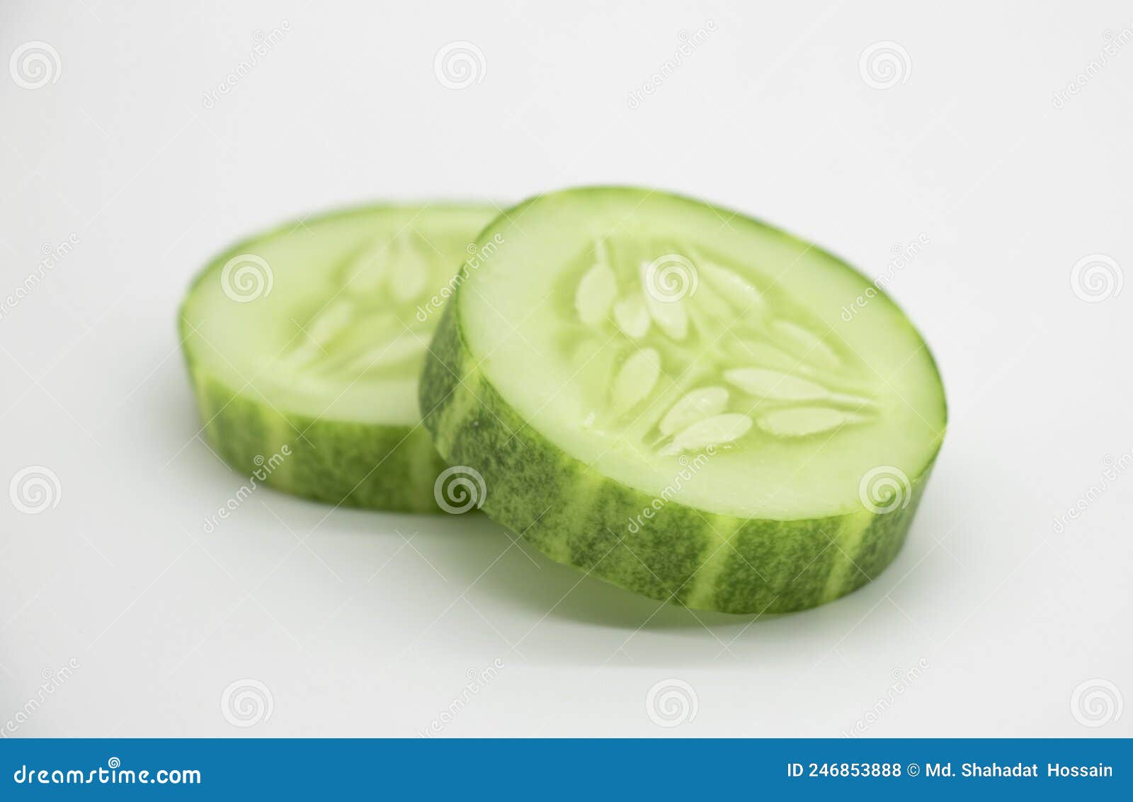 Two Cucumber Pieces Isolated on White Stock Photo - Image of food ...