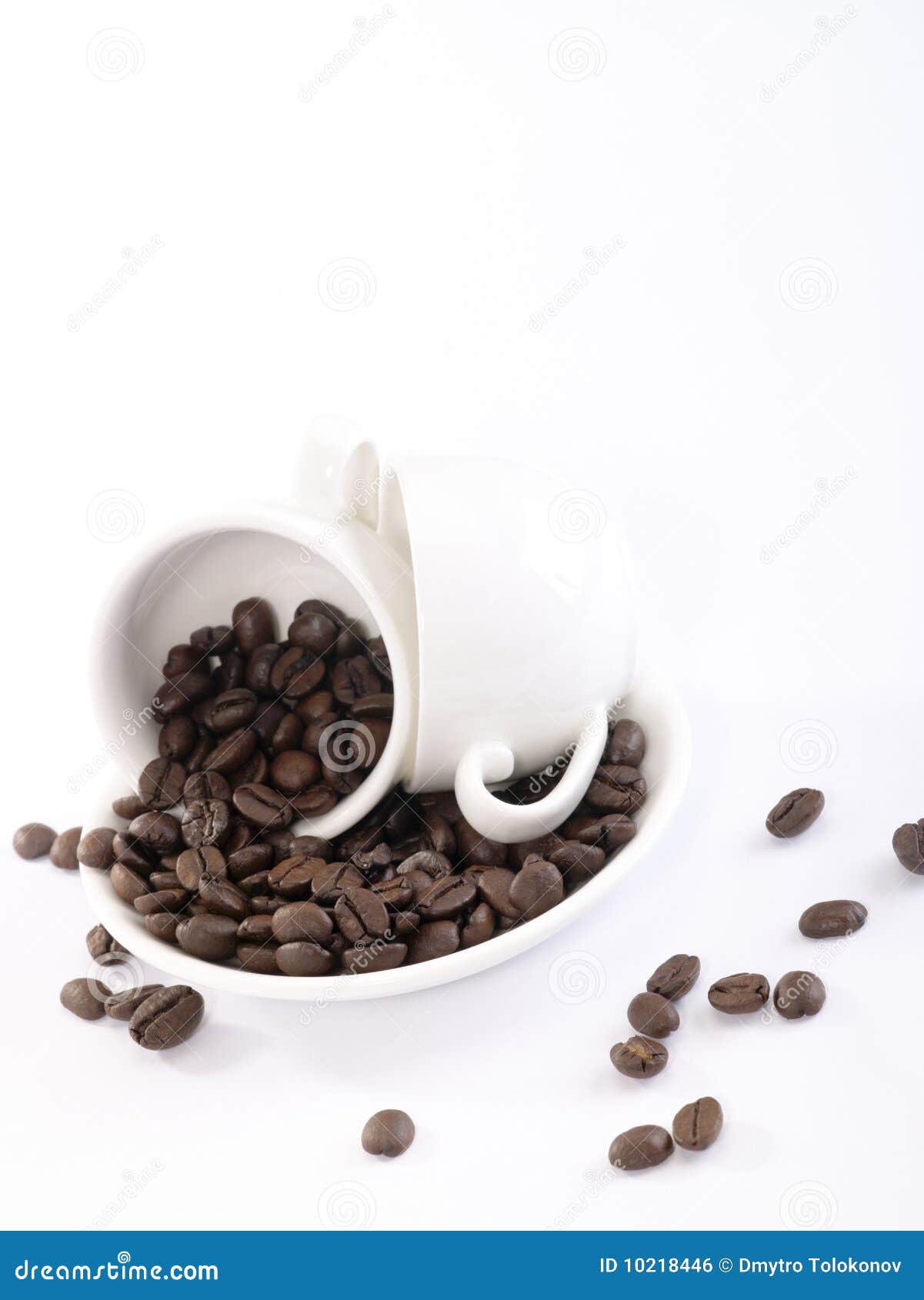 Two Cup of Coffee on the Plate with Beans. Stock Photo - Image of ...