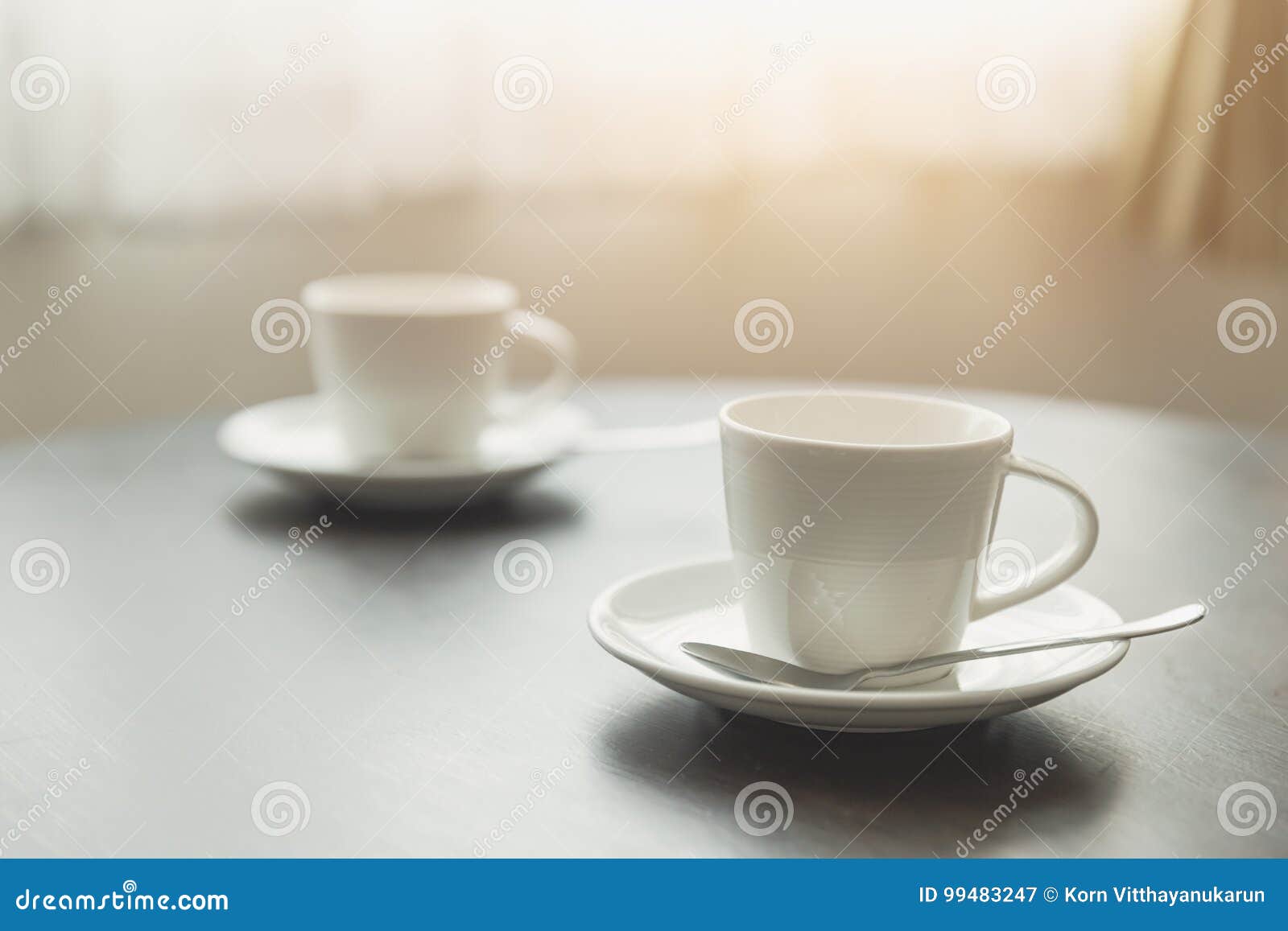 Two Cup of Coffee on Wood Table Stock Image - Image of beverage ...