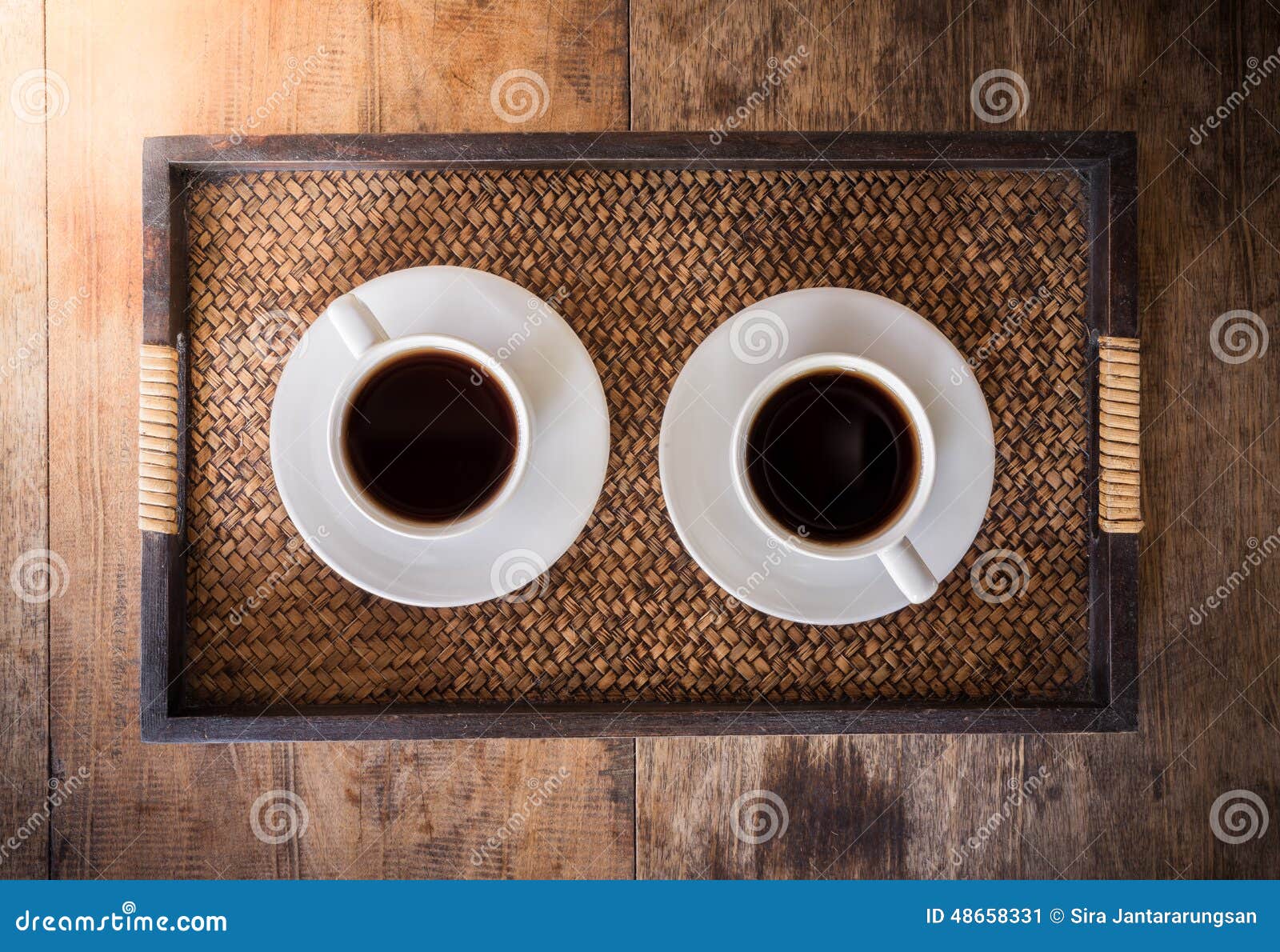 Two Cup of Coffee on a Wooden Table Stock Image - Image of flavor, bean ...