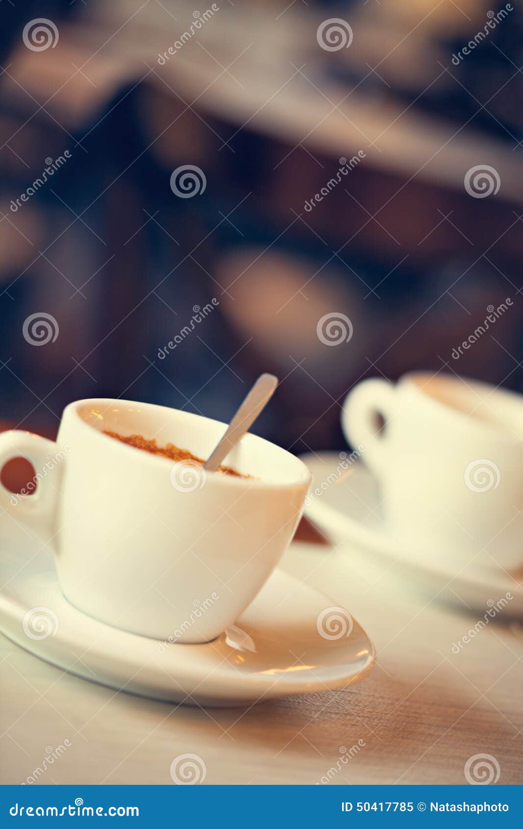 Two Cup of Coffees stock image. Image of saucer, spoon - 50417785